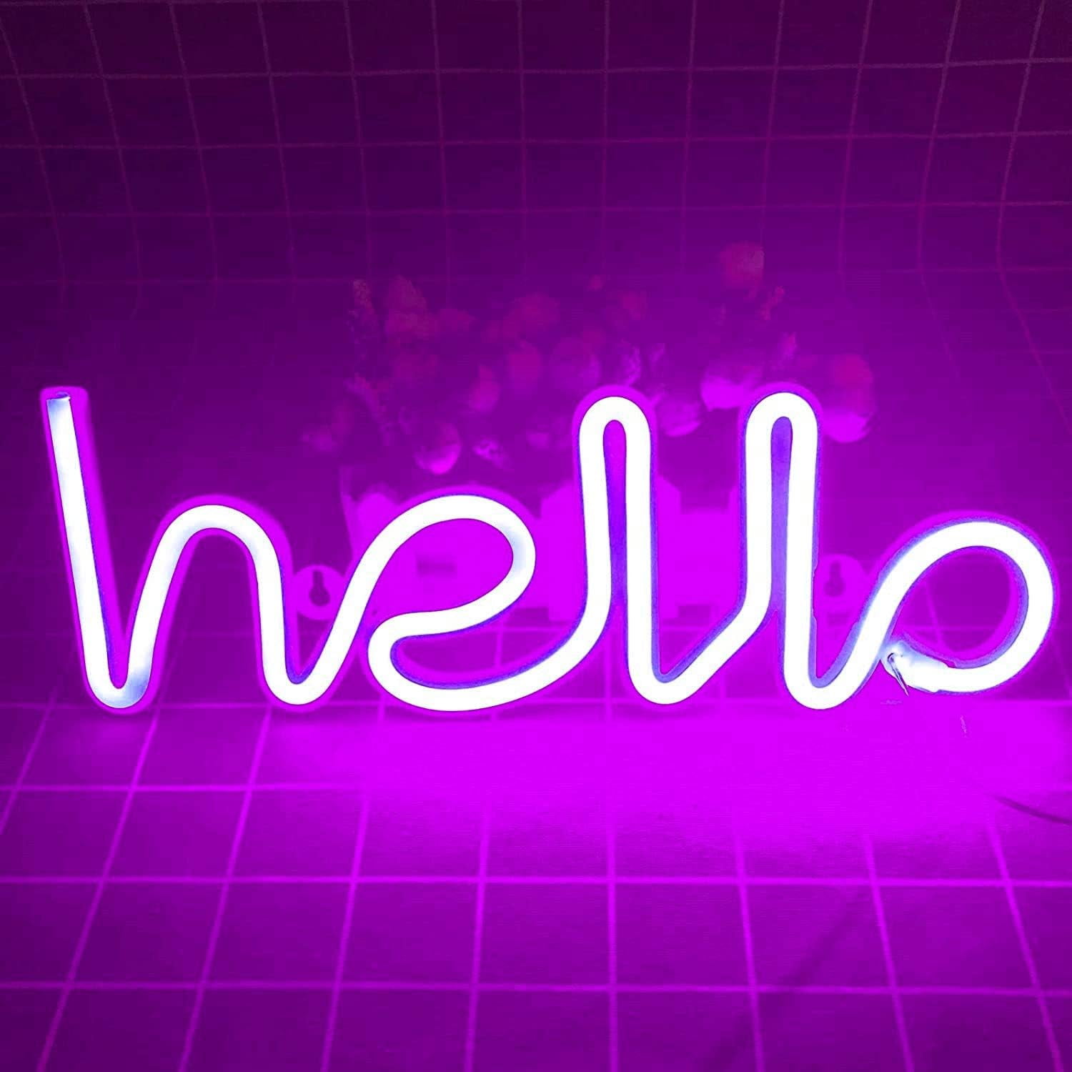 Neon Night Light, LED Neon Signs Night Light Hello Neon Lights Neon ...