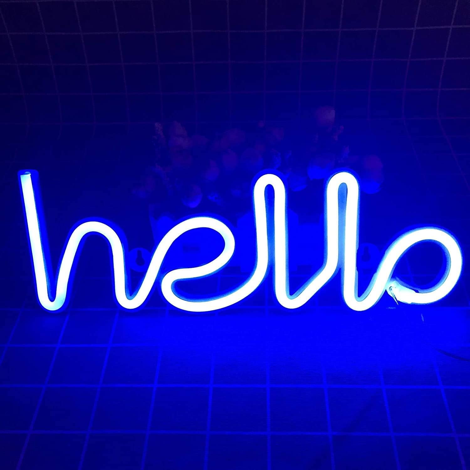 Neon Night Light, LED Neon Signs Night Light Hello Neon Lights Neon ...