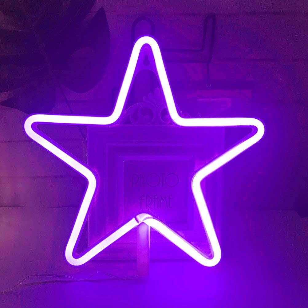 Neon Night Light, LED Neon Signs Night Light Star Neon Lights Neon ...