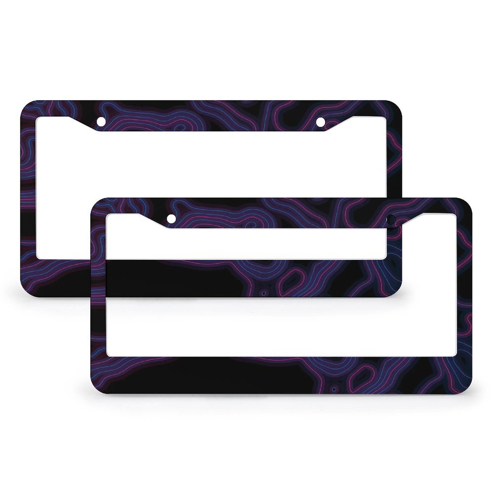 Neon Outline Topographic Contour Map Abstract Tech License Plate Frame ...