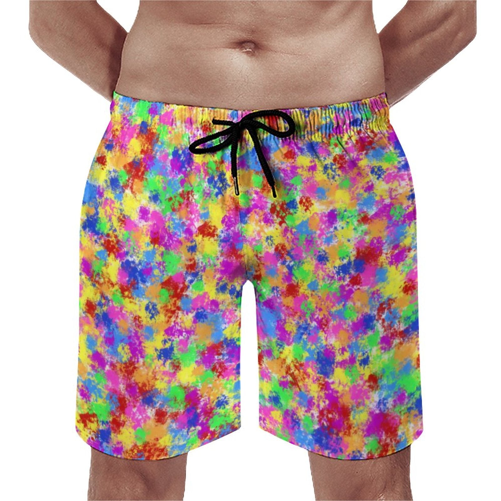 Neon Paint Board Shorts Trenky Man Board Short Graffiti Splatter Print ...