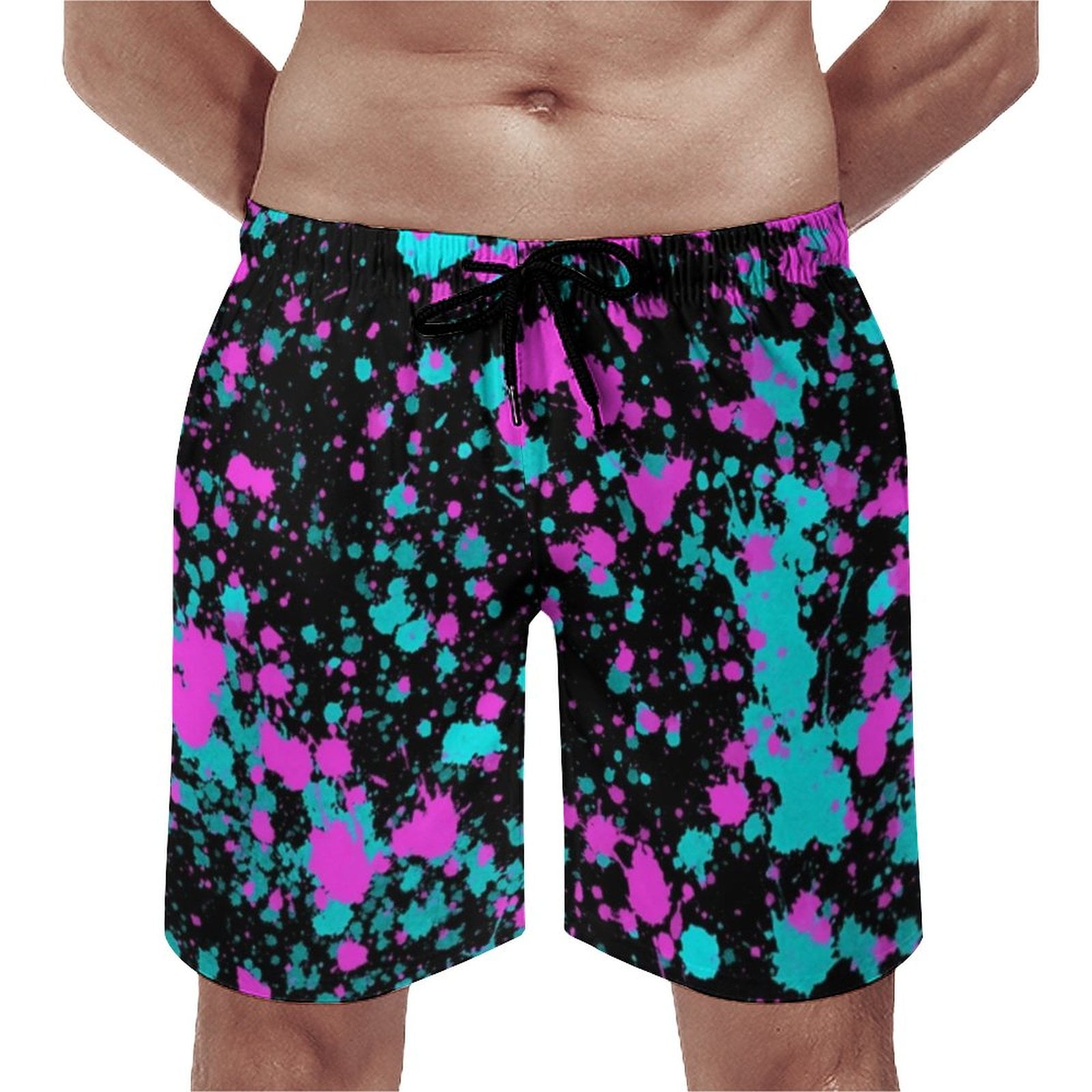 Neon Paint Board Shorts Trenky Man Board Short Graffiti Splatter Print ...