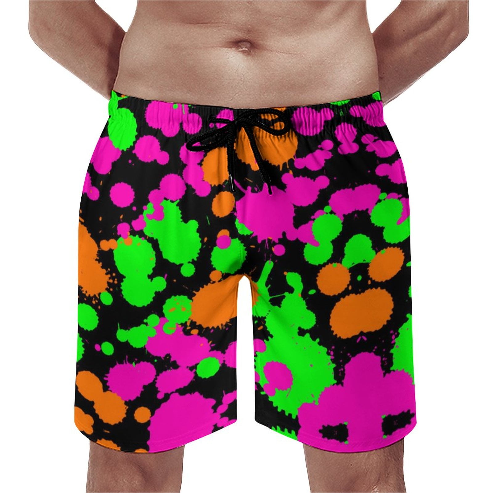 Neon Paint Board Shorts Trenky Man Board Short Graffiti Splatter Print ...