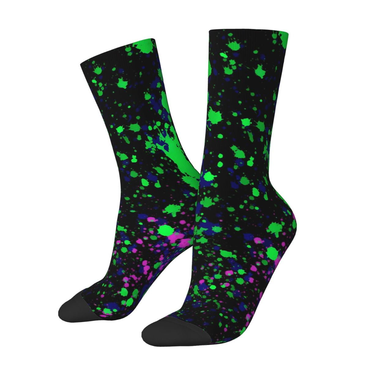 Neon Paint Socks Autumn Blue Green Splatters Stockings Gothic Women ...