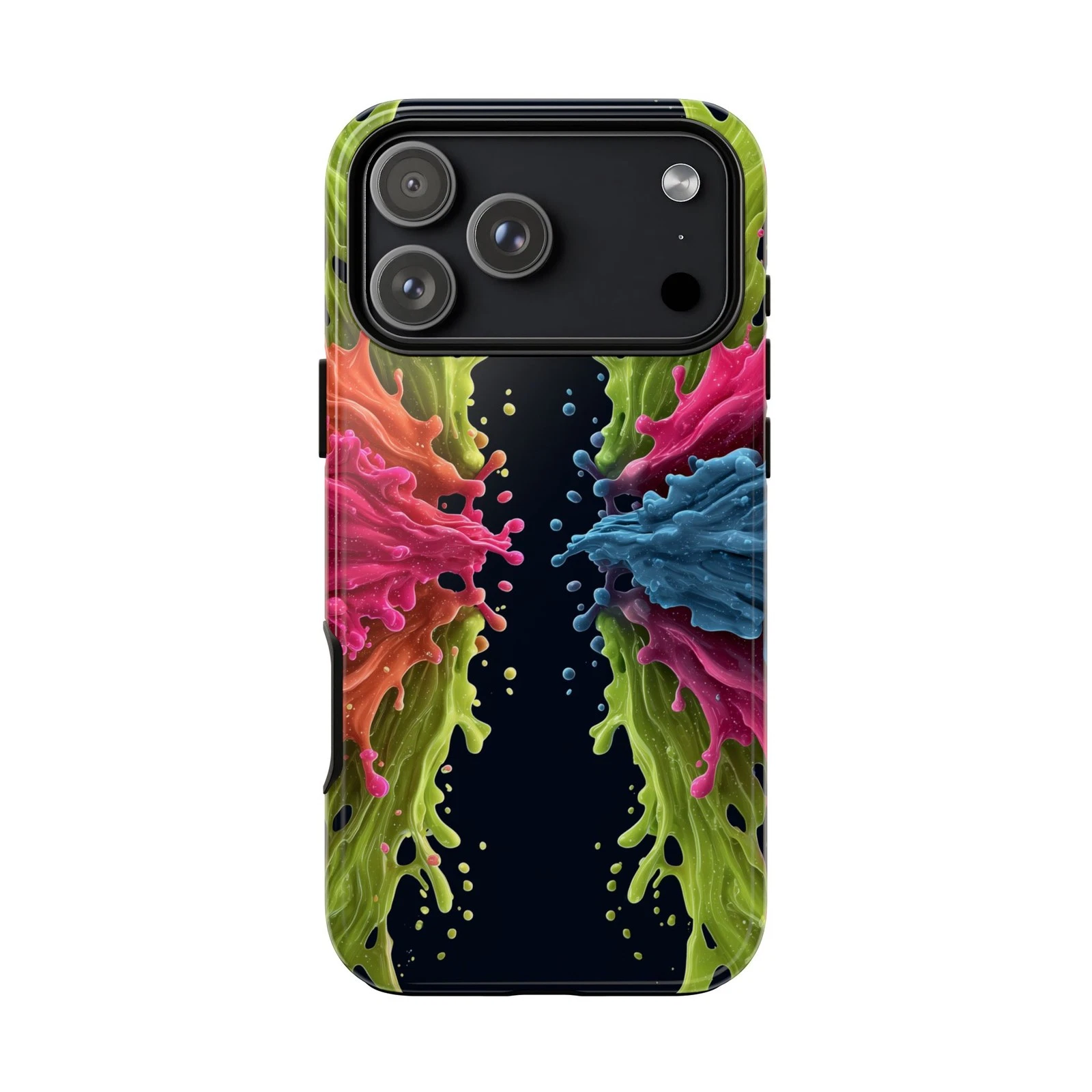 Neon Paint Splash Pink Blue Abstract Phone Case with iPhone 17 through ...
