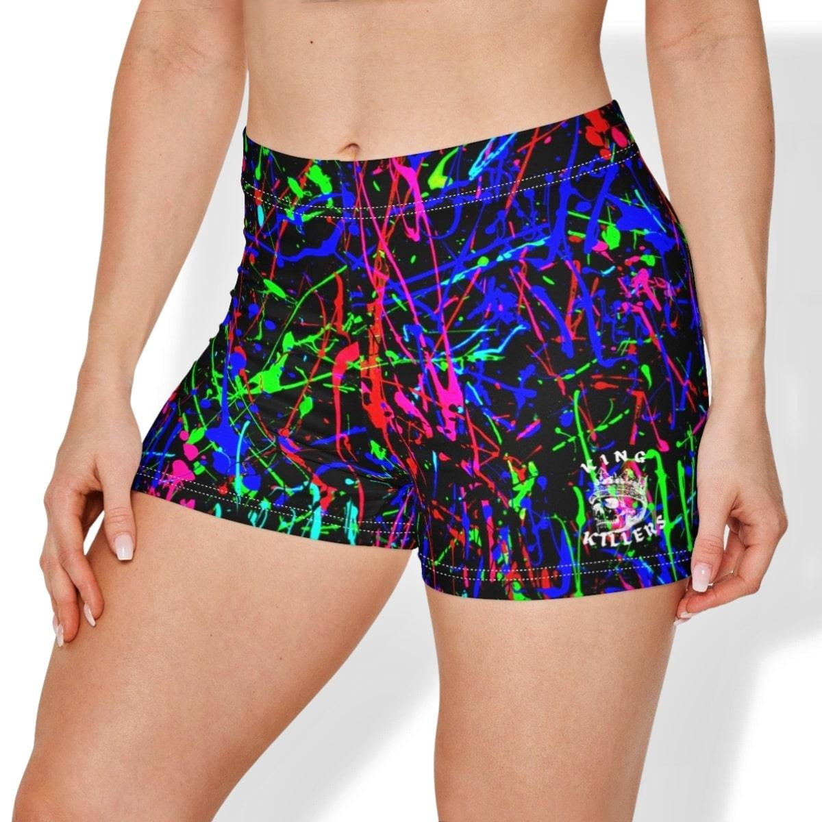 Neon Paint Splatter High Waisted Shorts - Walmart.com