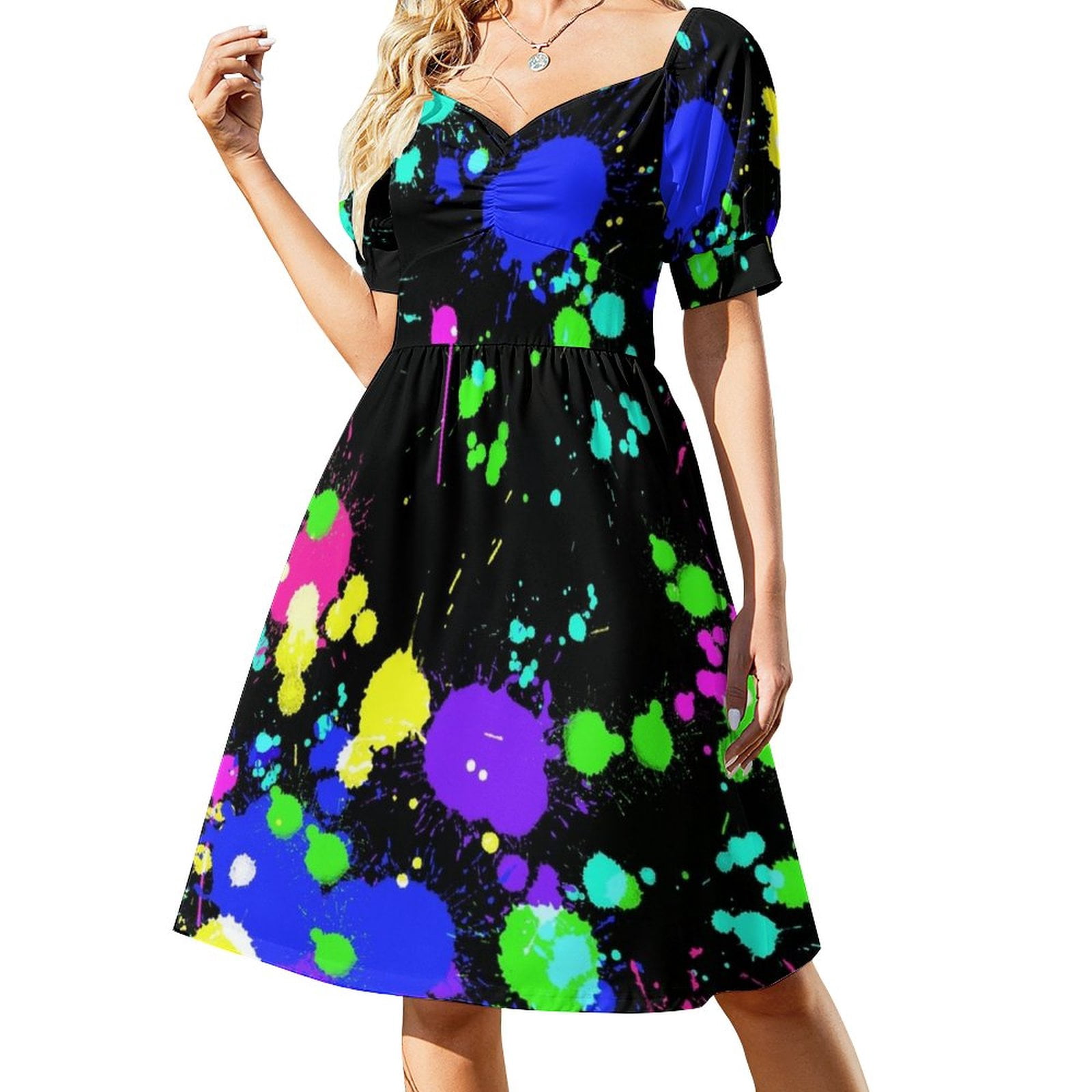 Neon Paint Splatters Sleeveless Dress women's summer dress 2024 party ...