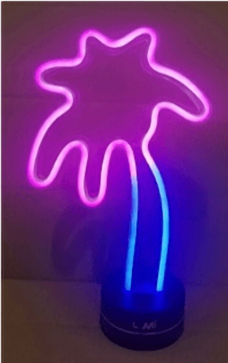 Neon Palm Tree Lamp Light - Tropical LED Palm Night Light for Beach ...