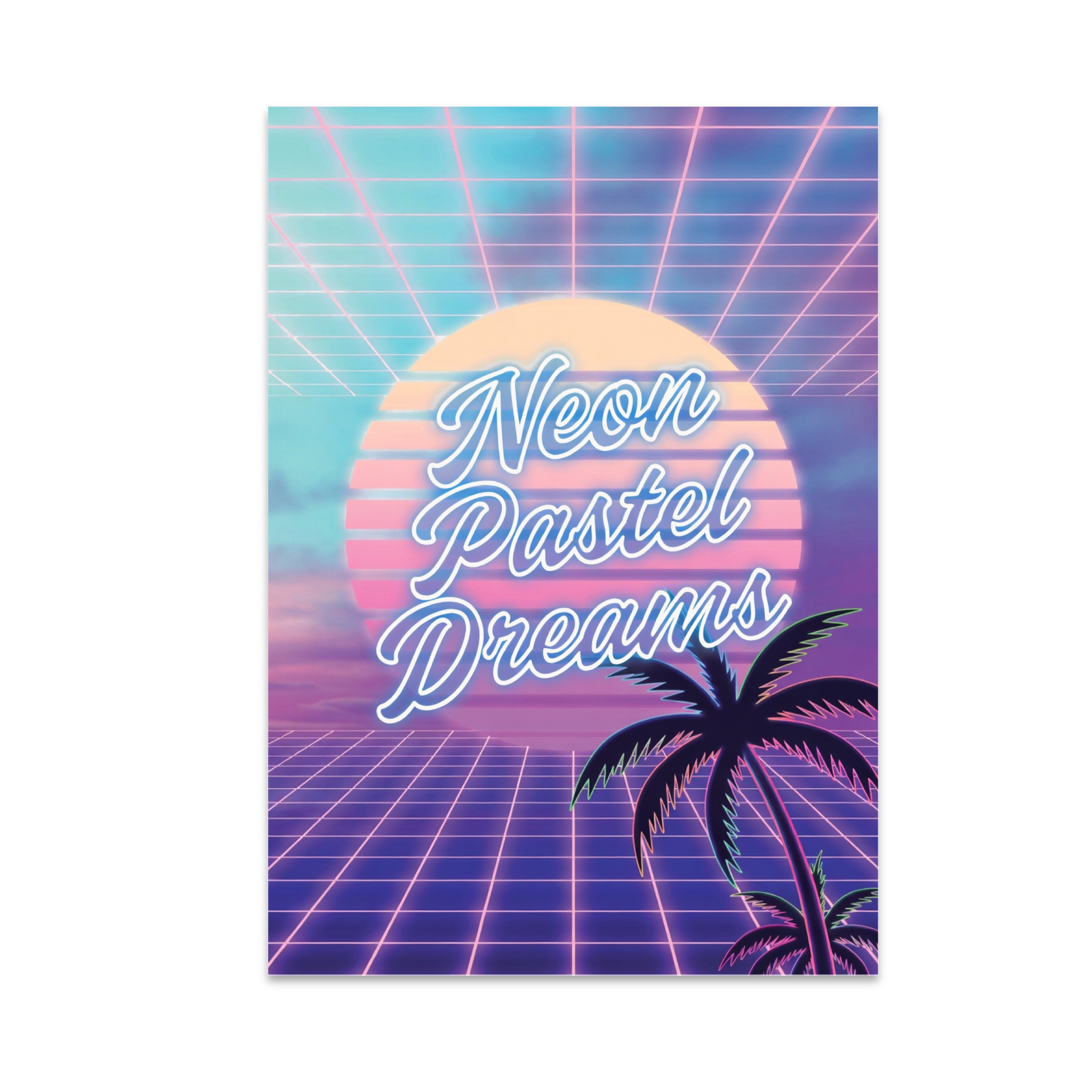Neon Pastel Dreams Vaporwave Aesthetic Art - Retro Wall Art Enthusiast ...