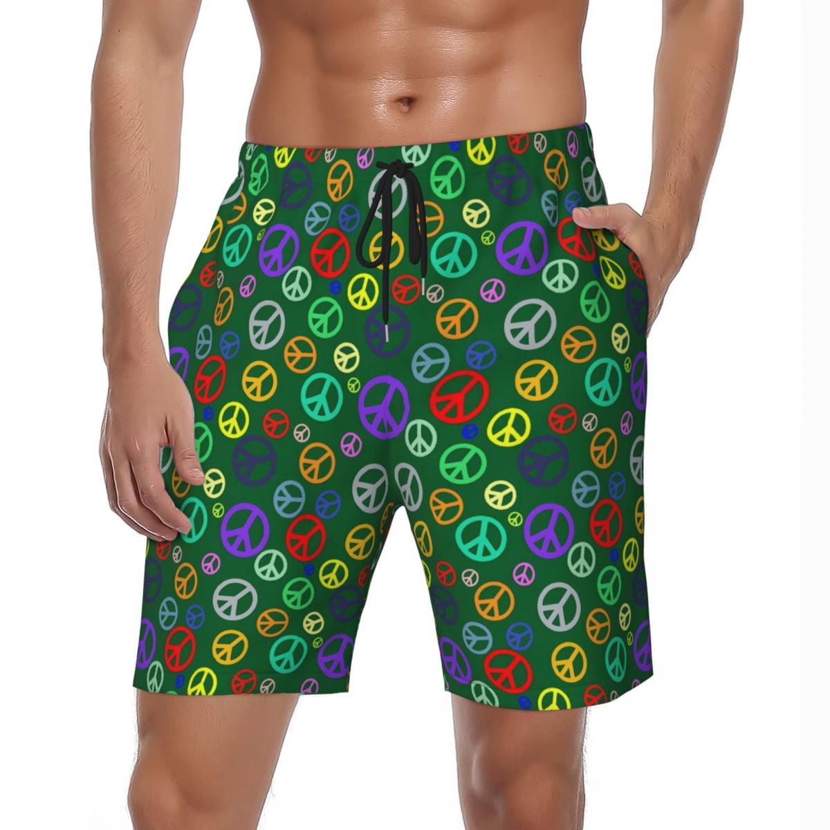 Neon Peace Sign Board Shorts Summer Colorful Print Retro Board Short ...