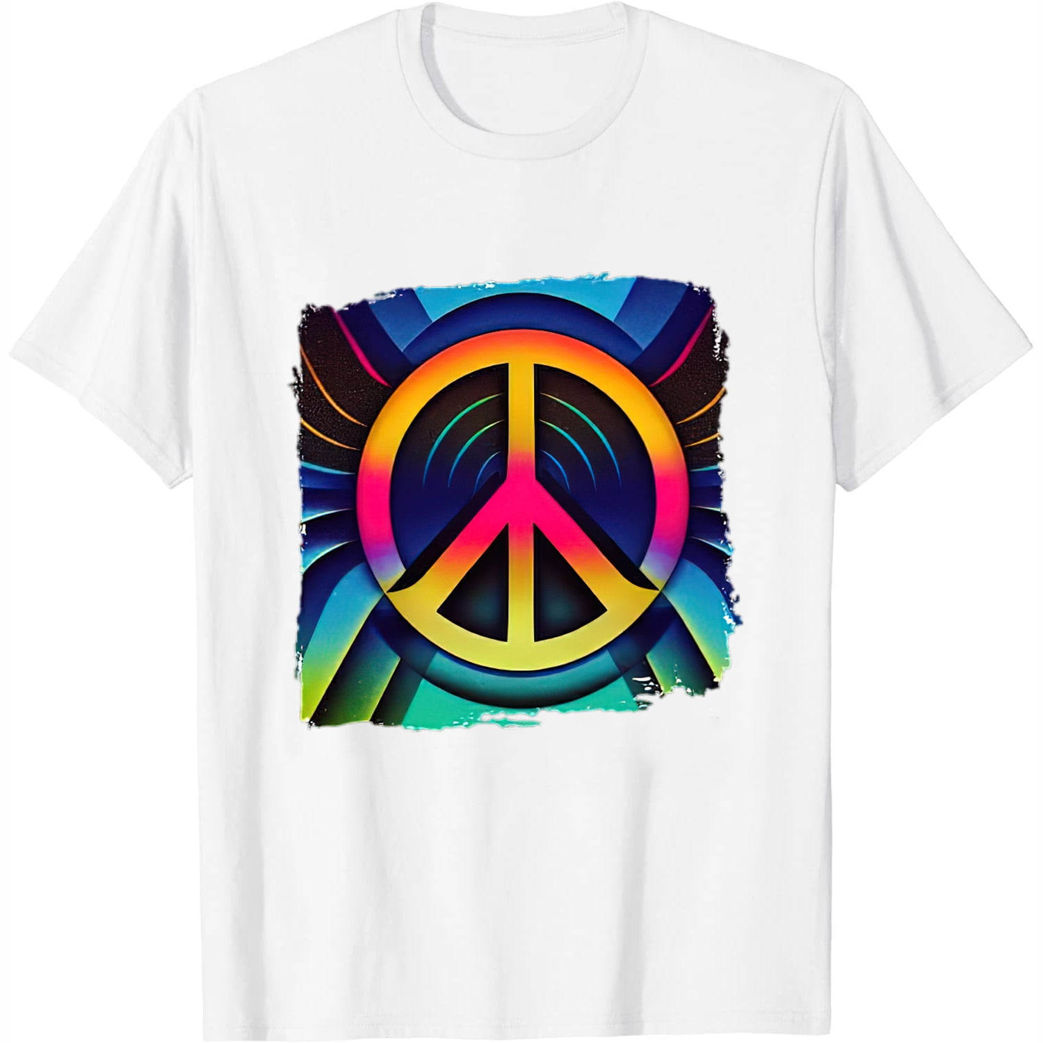 Neon Peace Symbol Women's Cropped T-Shirt - Psychedelic Crop Top ...