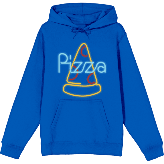 Neon Pepperoni Pizza Sign Blue Adult Long Sleeve Hoodie-Small - Walmart.com
