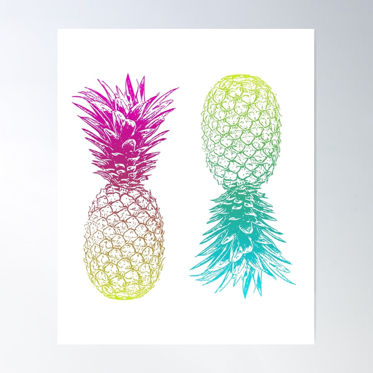 Neon Pineapple Poster Wall Art, Modern Wall Decor For Living Room Bedroom, 24x36 UNFRAMED ...