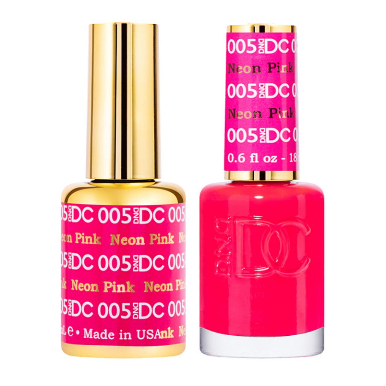 Daisy DND Neon Pink #005 Gel Polish Duo, Matching Lacquer Set, Long ...