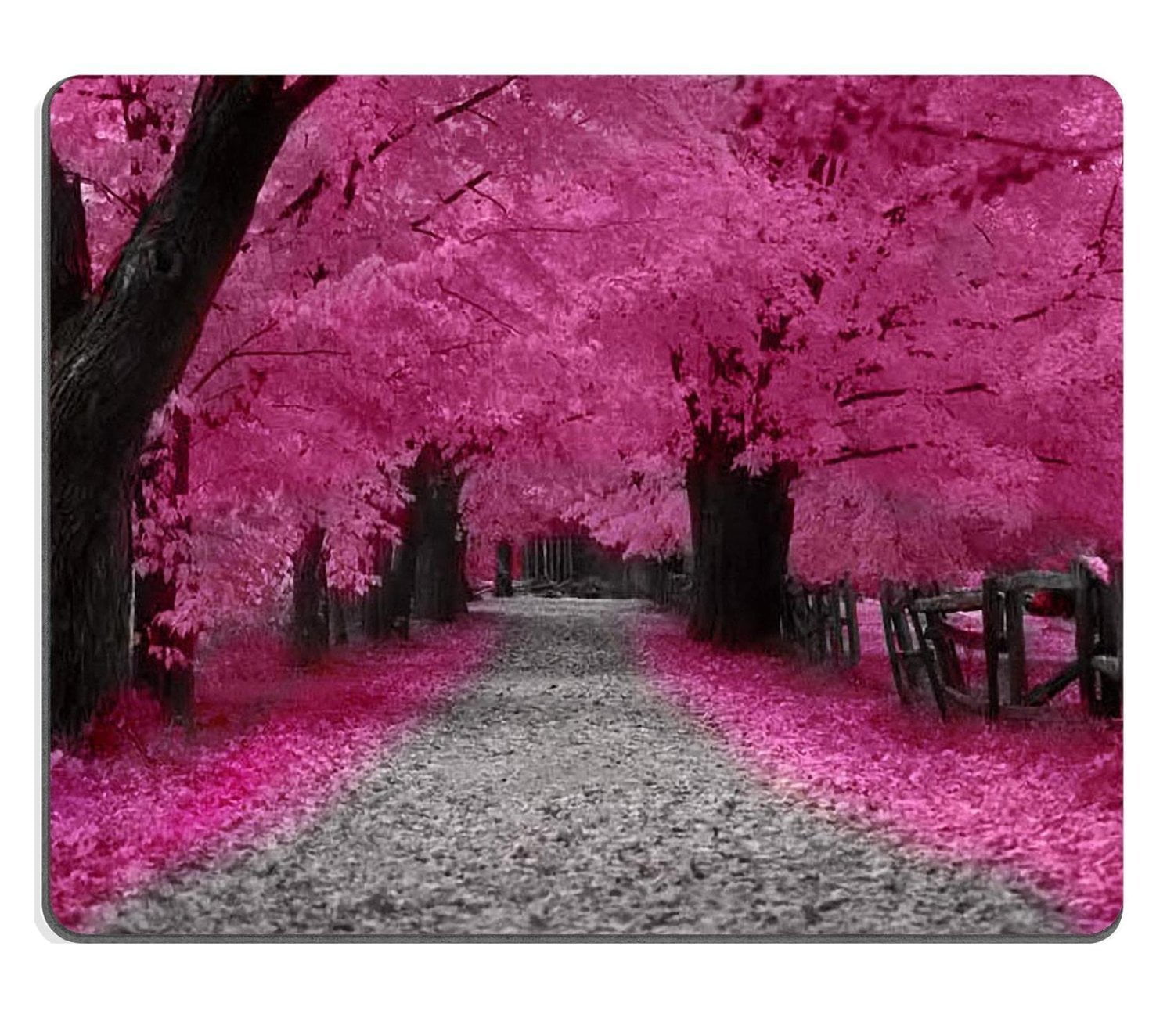 Neon Pink Cherry Blossom Trail Mouse pads Gaming Mouse Pad 9.84x7.87 ...