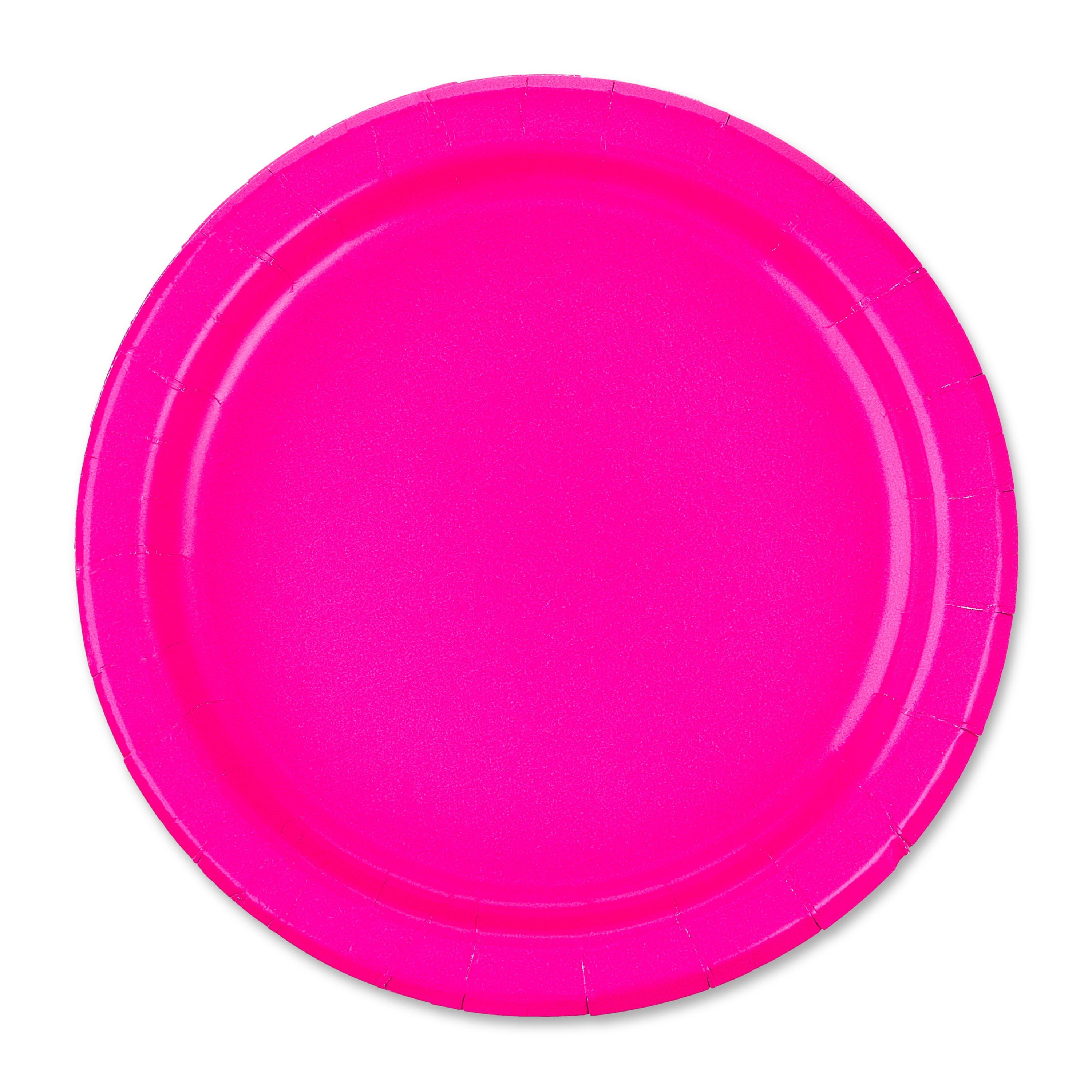 Disposable Paper Plates, 7", Neon Pink, 70 Count, by Way To Celebrate ...