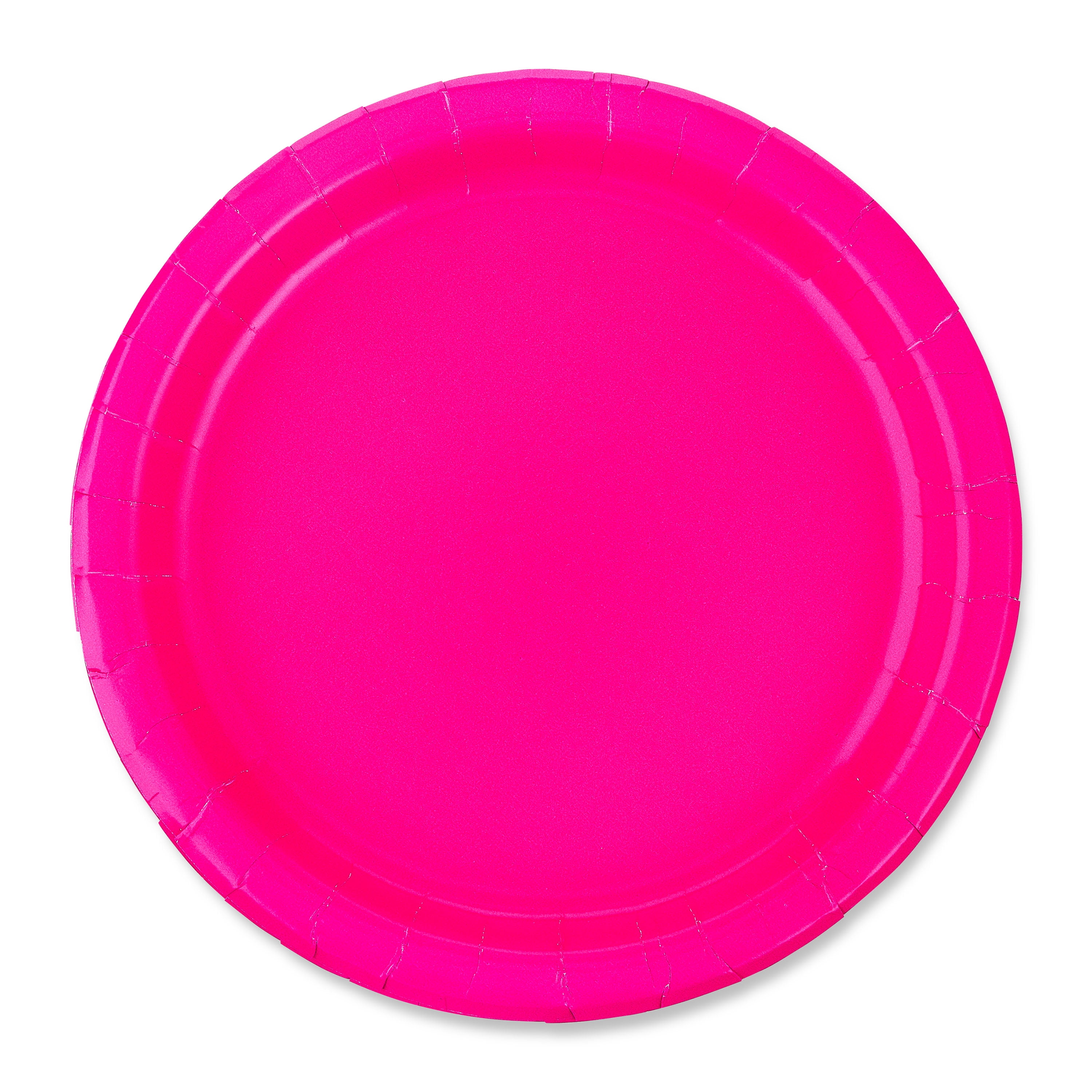 Disposable Paper Plates, 9", Neon Pink, 55 Count, by Way To Celebrate ...