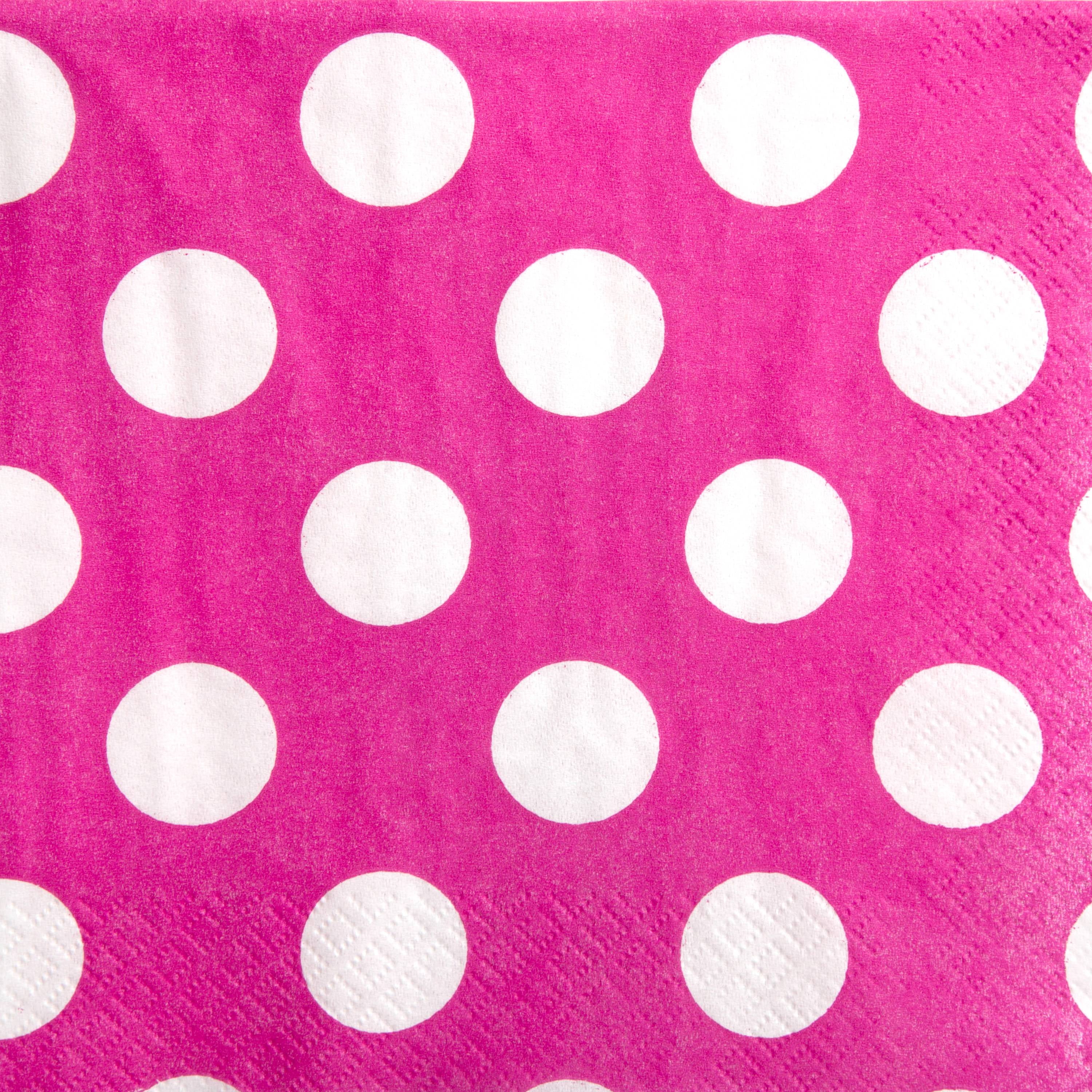 Neon Pink Polka Dot Party Lunch Napkins, 45 Count - Walmart.com