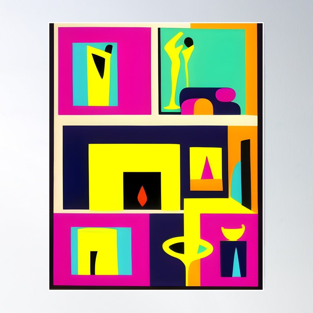 Neon Pop Art Of Abstract Contemporary Shapes And Figures In Matisse ...