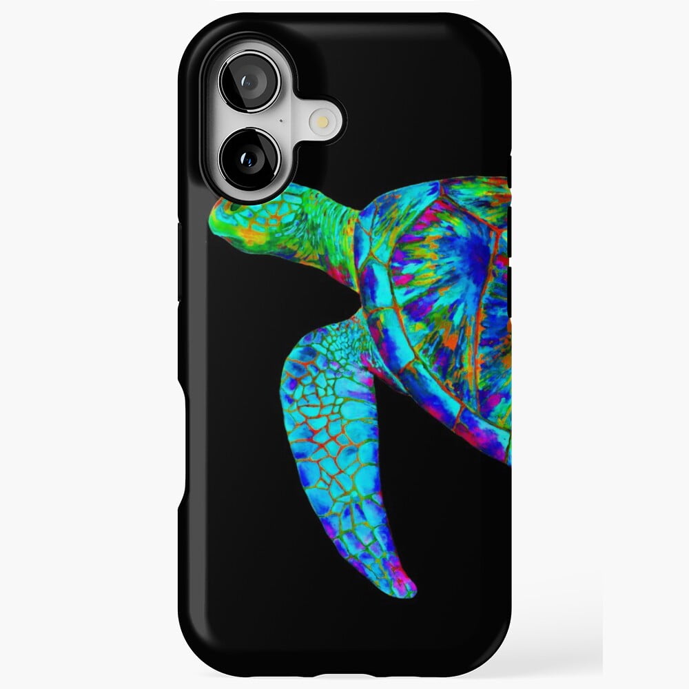Neon Psychedelic Sea Turtle Radiant Ocean Art with iPhone 17 to 11 Pro ...