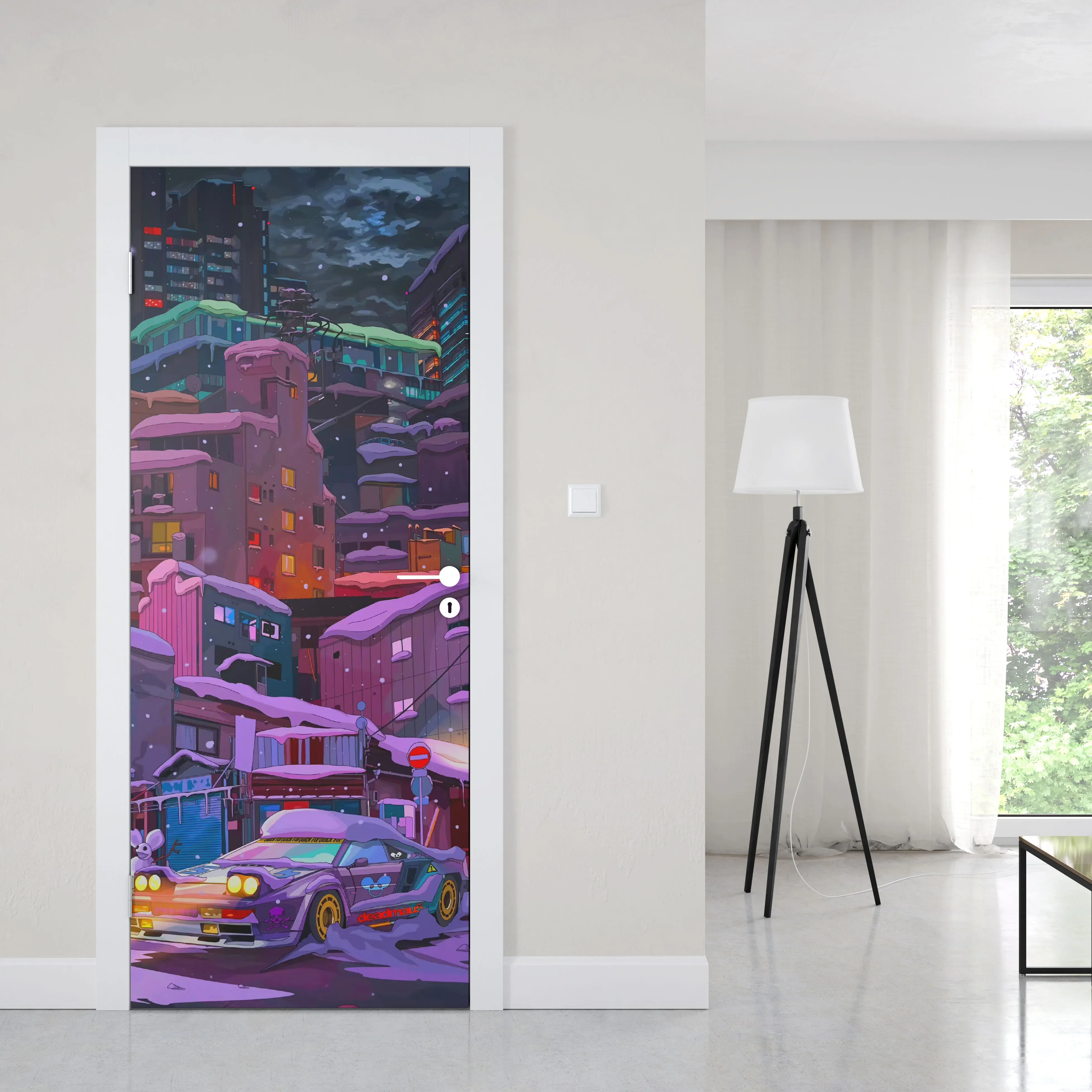 Neon Punk Game Door Sticker Splash Ink Gamepad Wallpaper Gaming Murals ...