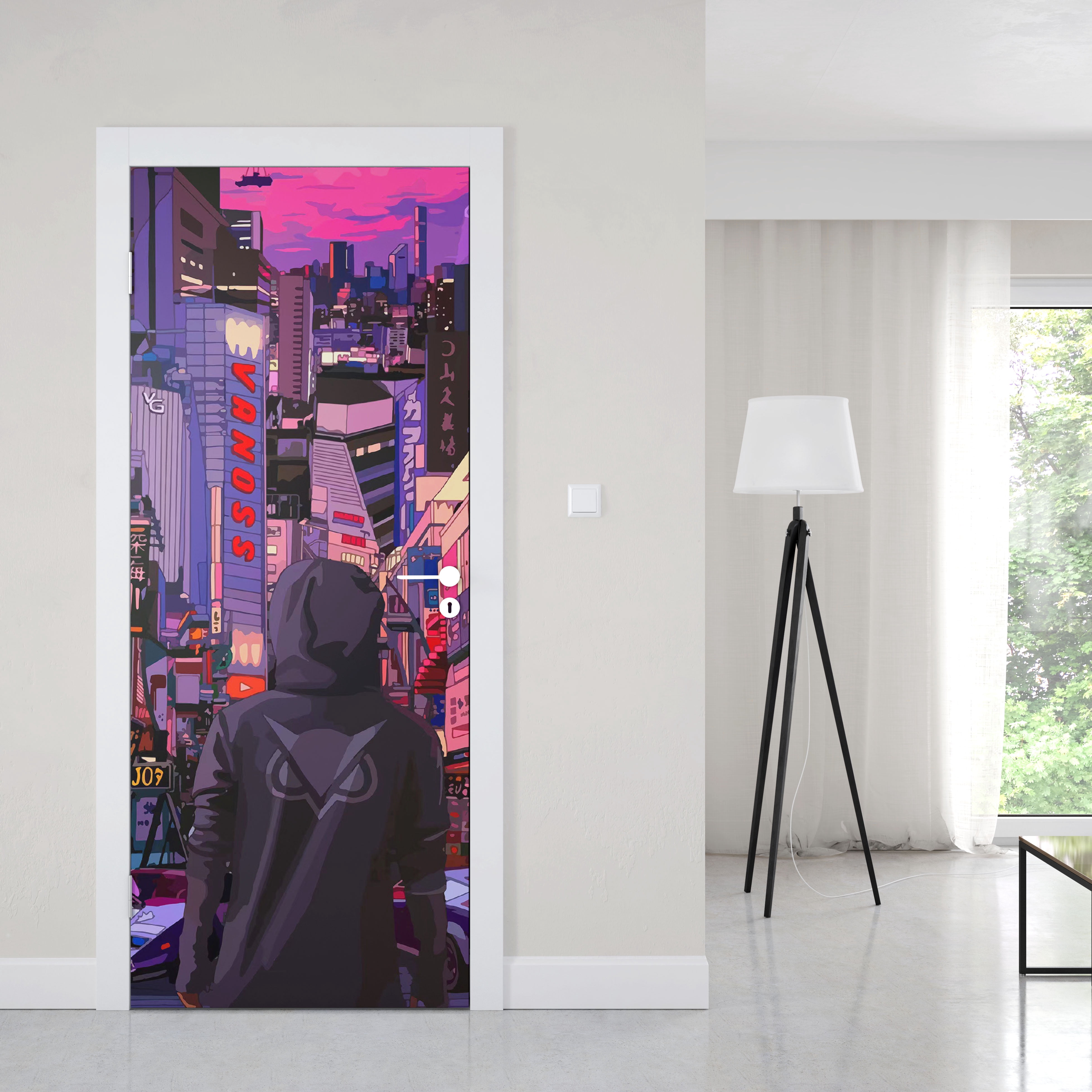 Neon Punk Game Door Sticker Splash Ink Gamepad Wallpaper Gaming Murals ...