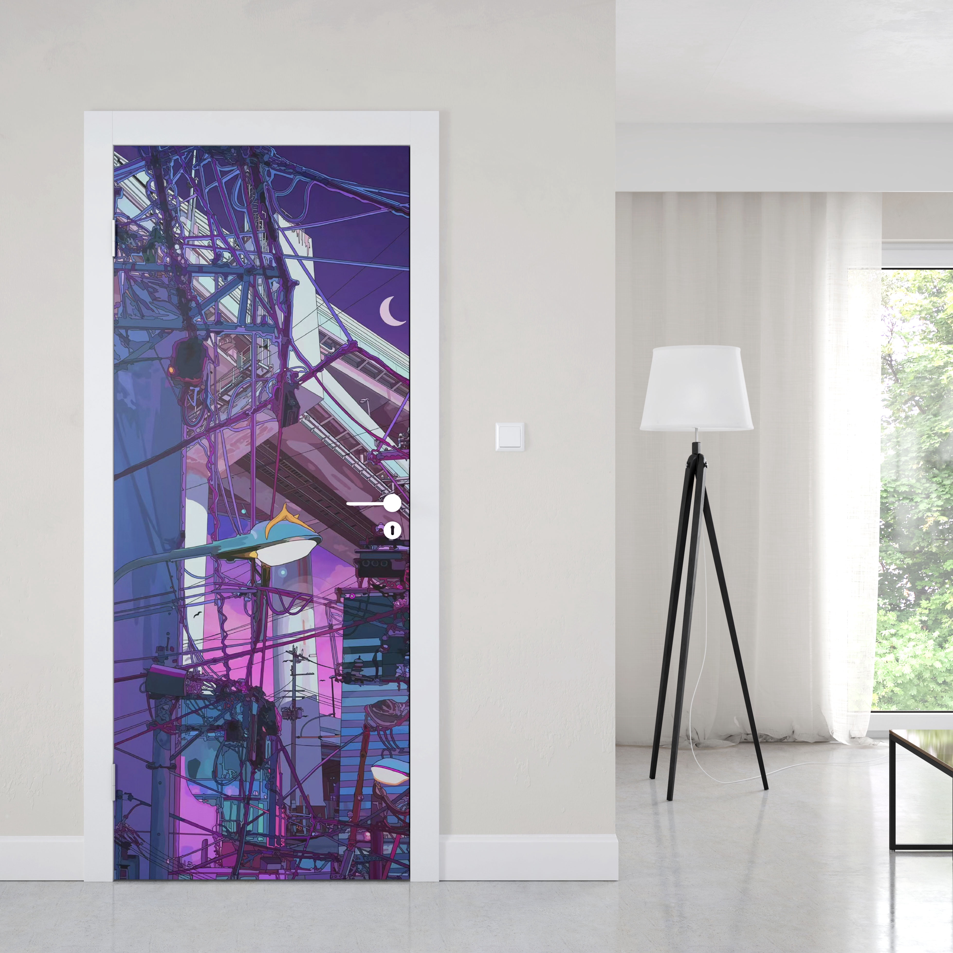 Neon Punk Game Door Sticker Splash Ink Gamepad Wallpaper Gaming Murals ...