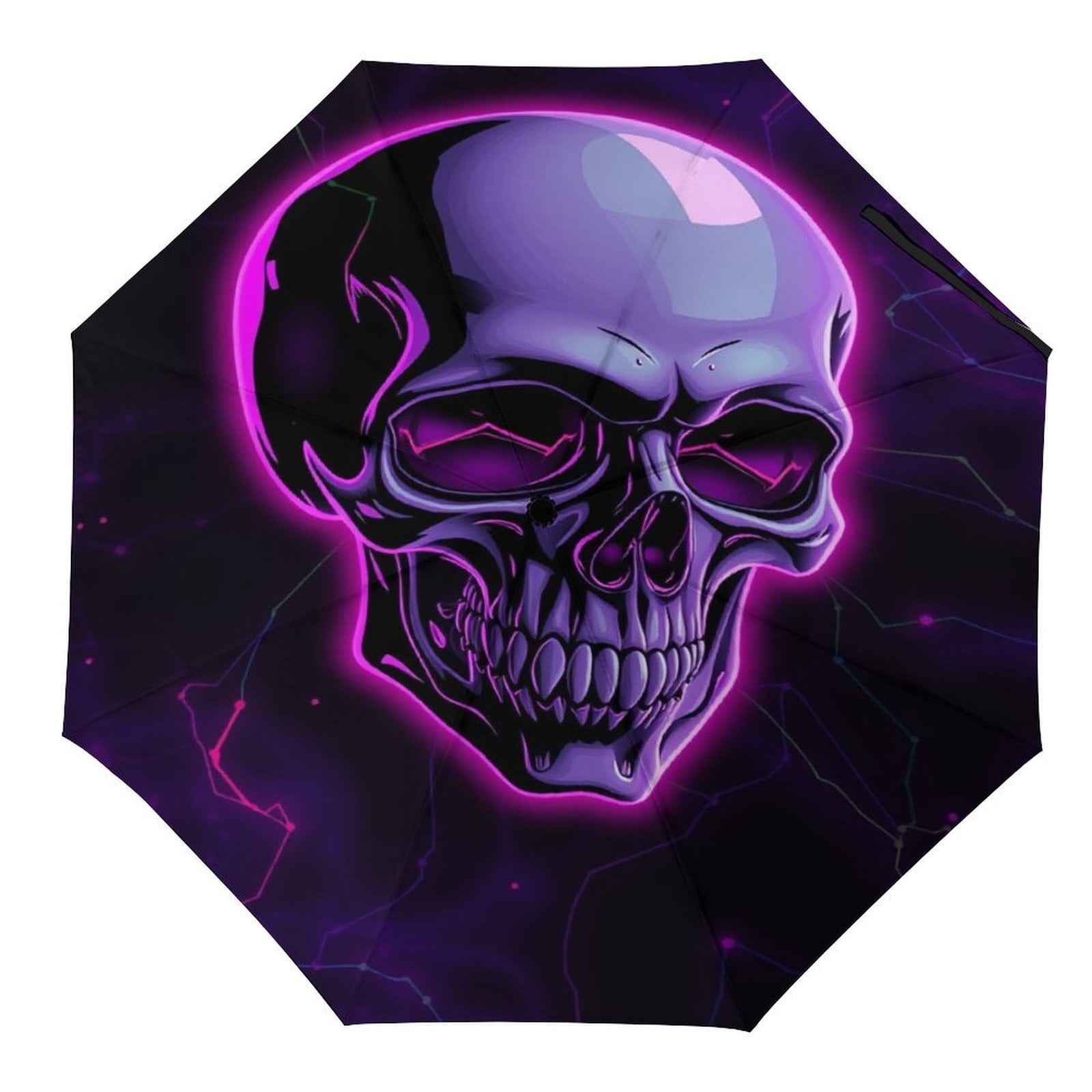Neon Purple Glowing Skull Art Sunscreen Parasol Outdoor Convinient ...