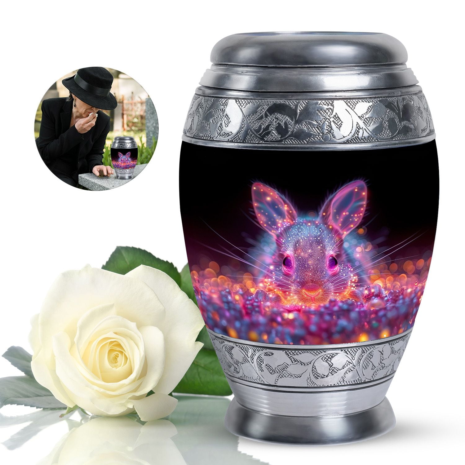 Neon Rabbit Reverie Urn For Adult Ashes, Funeral Cremation Urns For ...