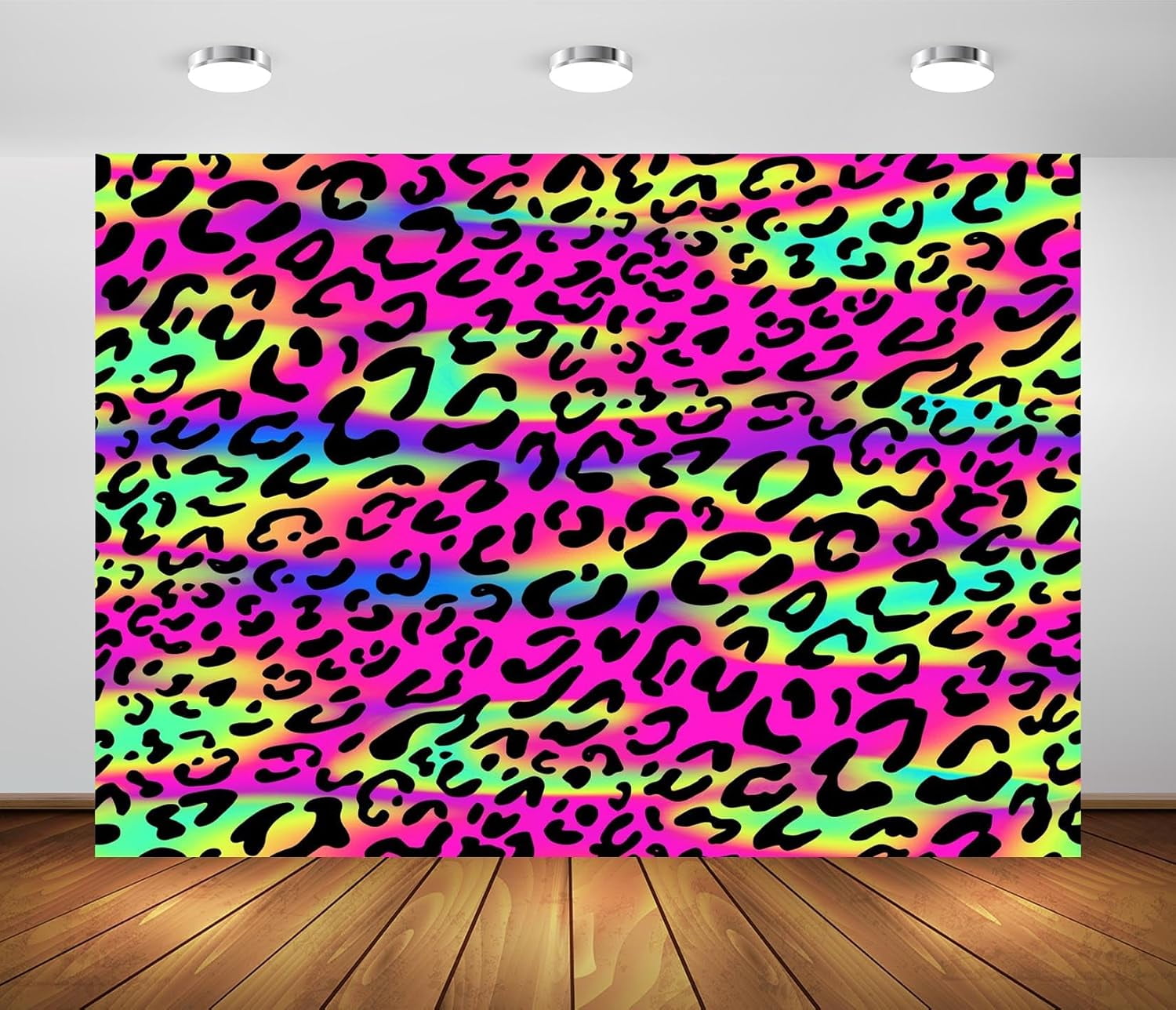 Neon Rainbow Leopard Backdrop Colorful Graffiti Splash Paint Wild ...