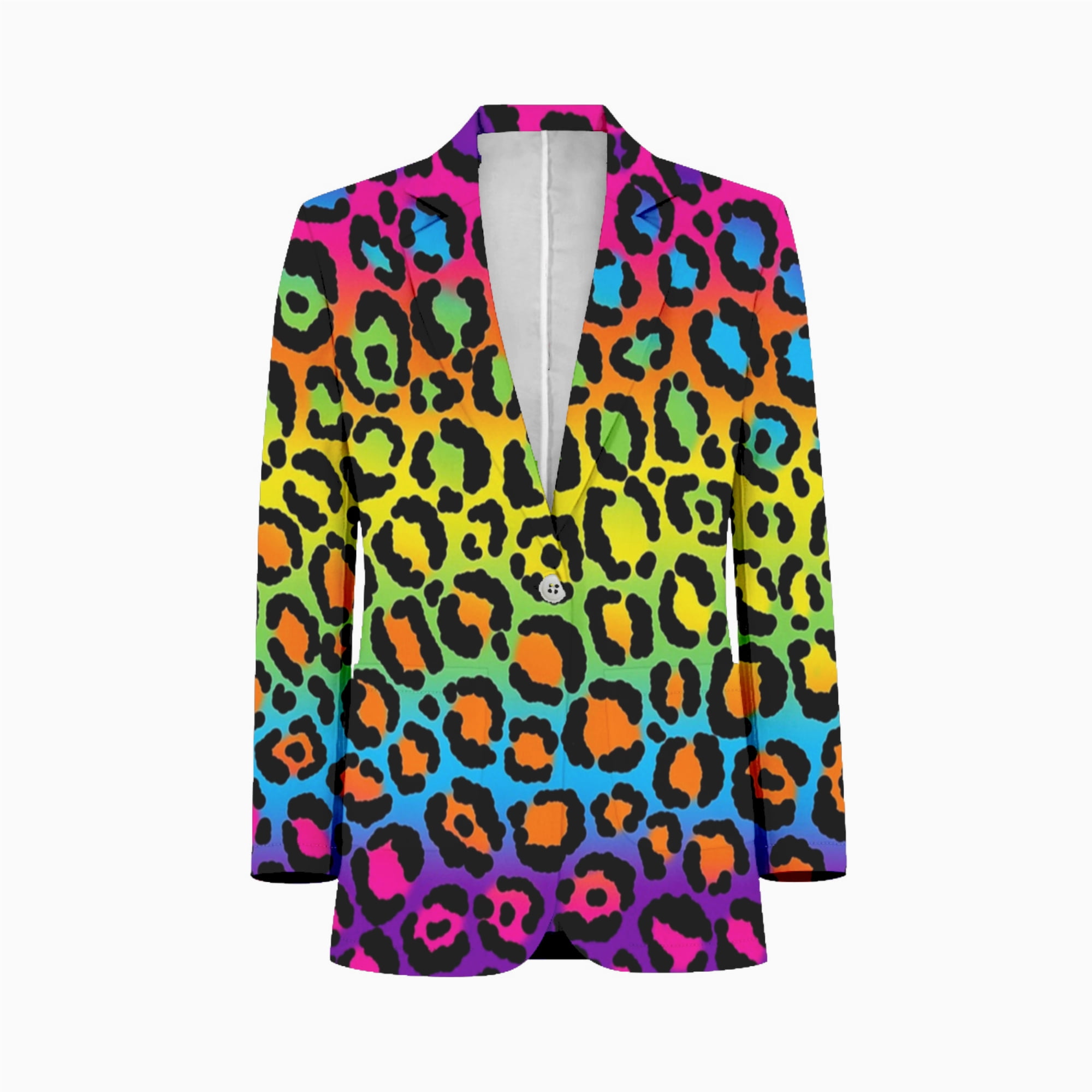 Neon Rainbow Leopard Print Customized Men's Suits full man Shawl Collar ...