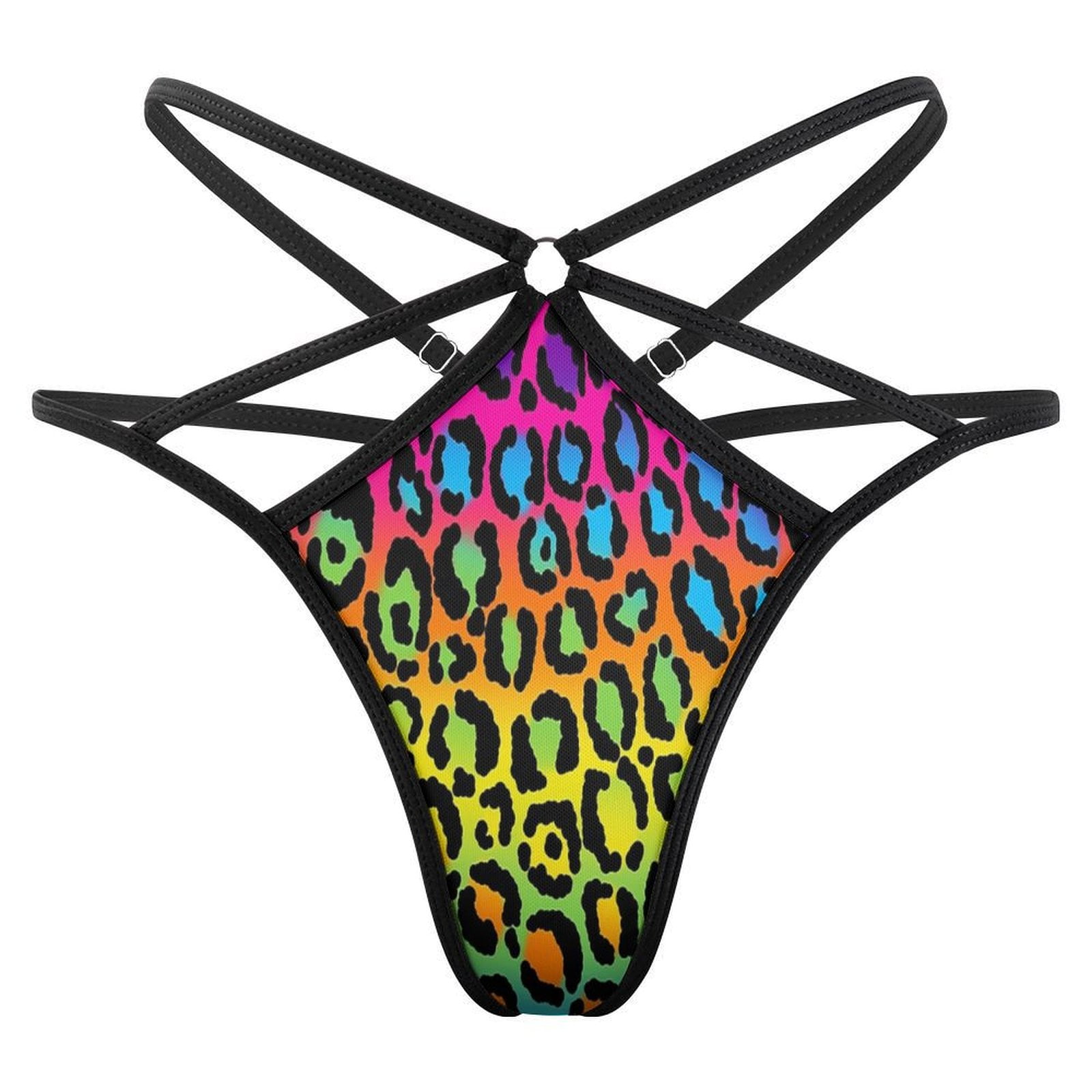 Neon Rainbow Leopard Print Open Type Women's Panties Crotch Opening G ...