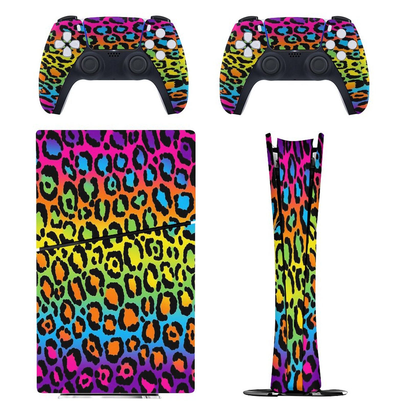 Neon Rainbow Leopard Print PS5/PS5 Slim Digital Disc Skin Sticker For ...