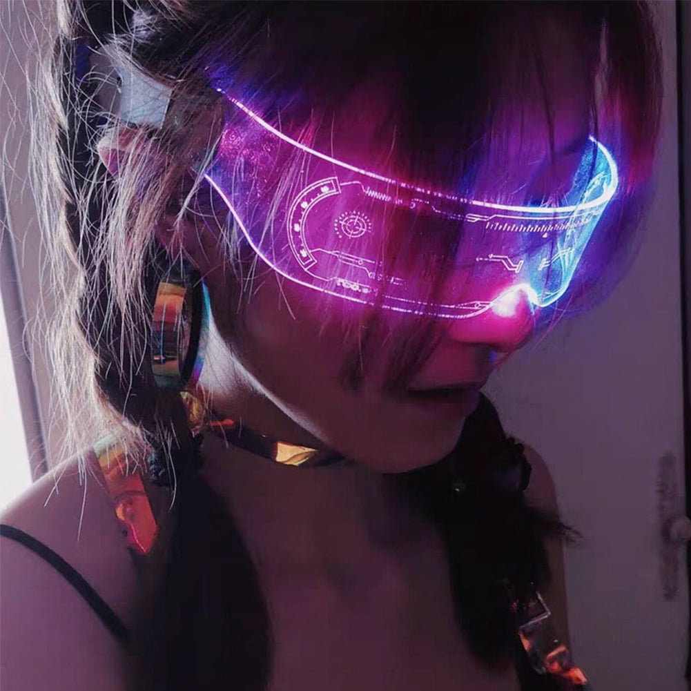 Neon Rave DJ Prop LED Glasses EL Wire Glowing Acrylic Party Decor Bar ...