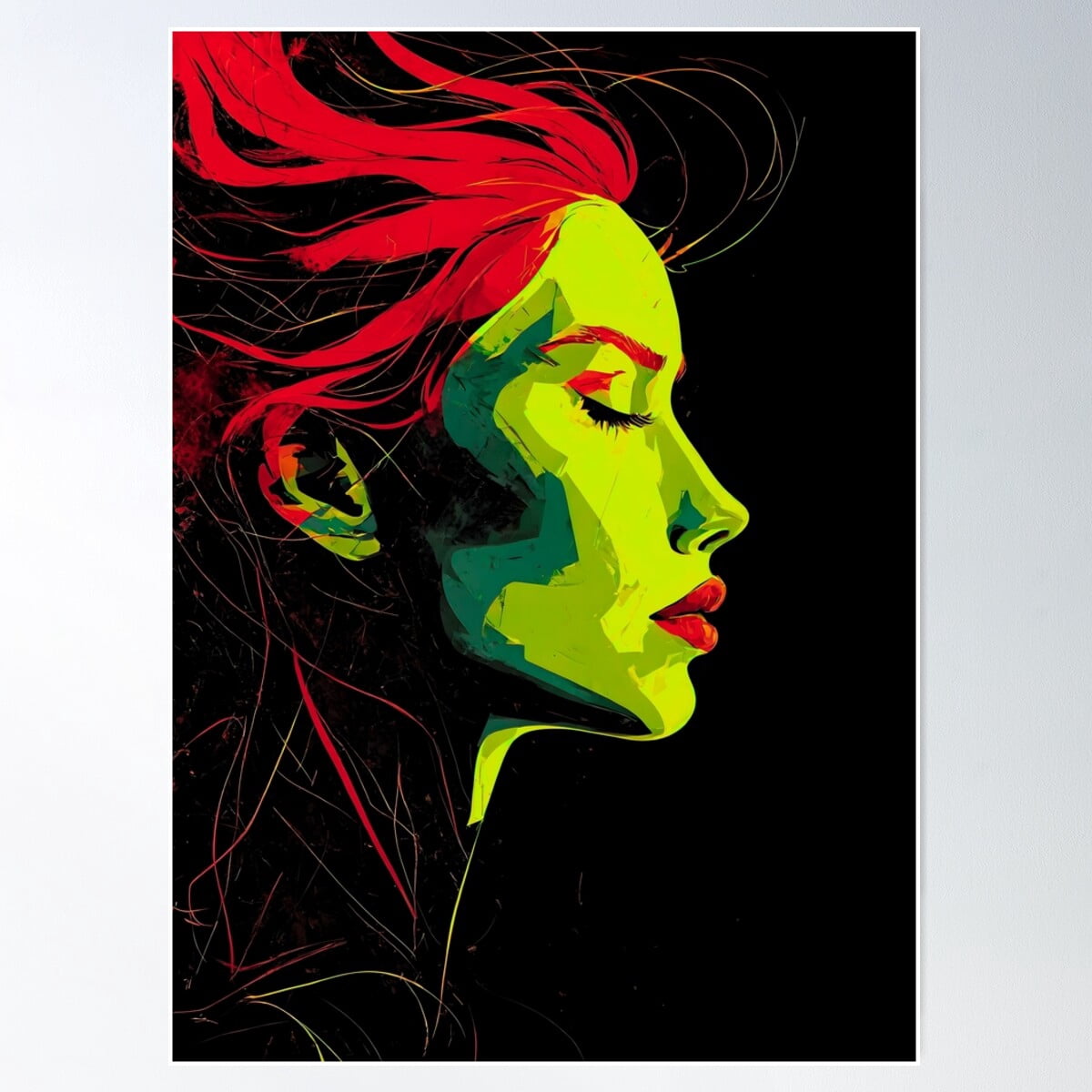Neon Rebel: Fiery Side Profile Poster Wall Art, Modern Wall Decor For ...