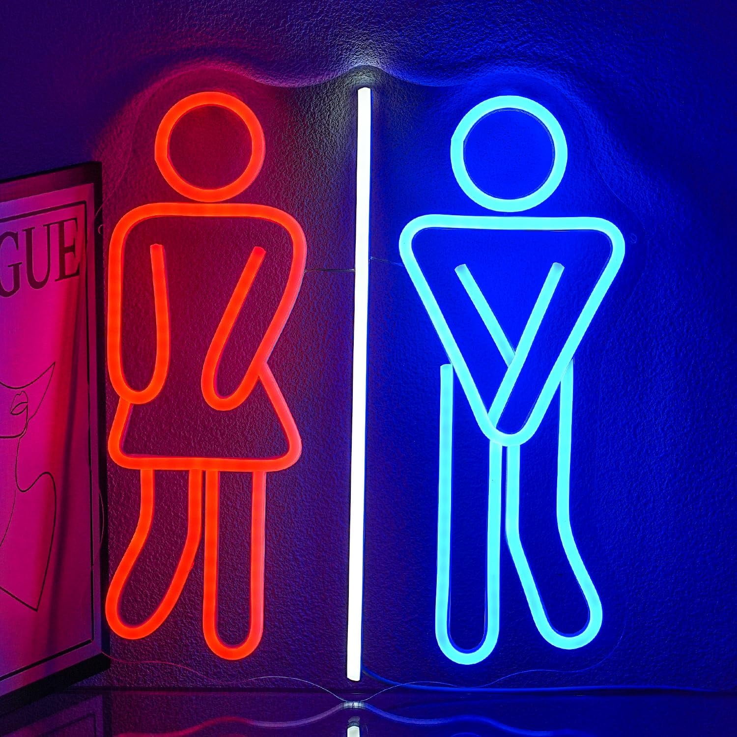 Neon Restroom Signs for Wall Decor: Dimmable USB Powered Toilet Neon ...