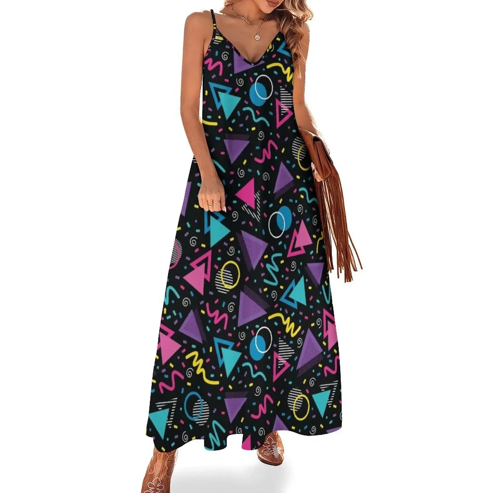 Neon Retro 90S Sprinkle Pattern Sleeveless Dress Women's summer dresses ...