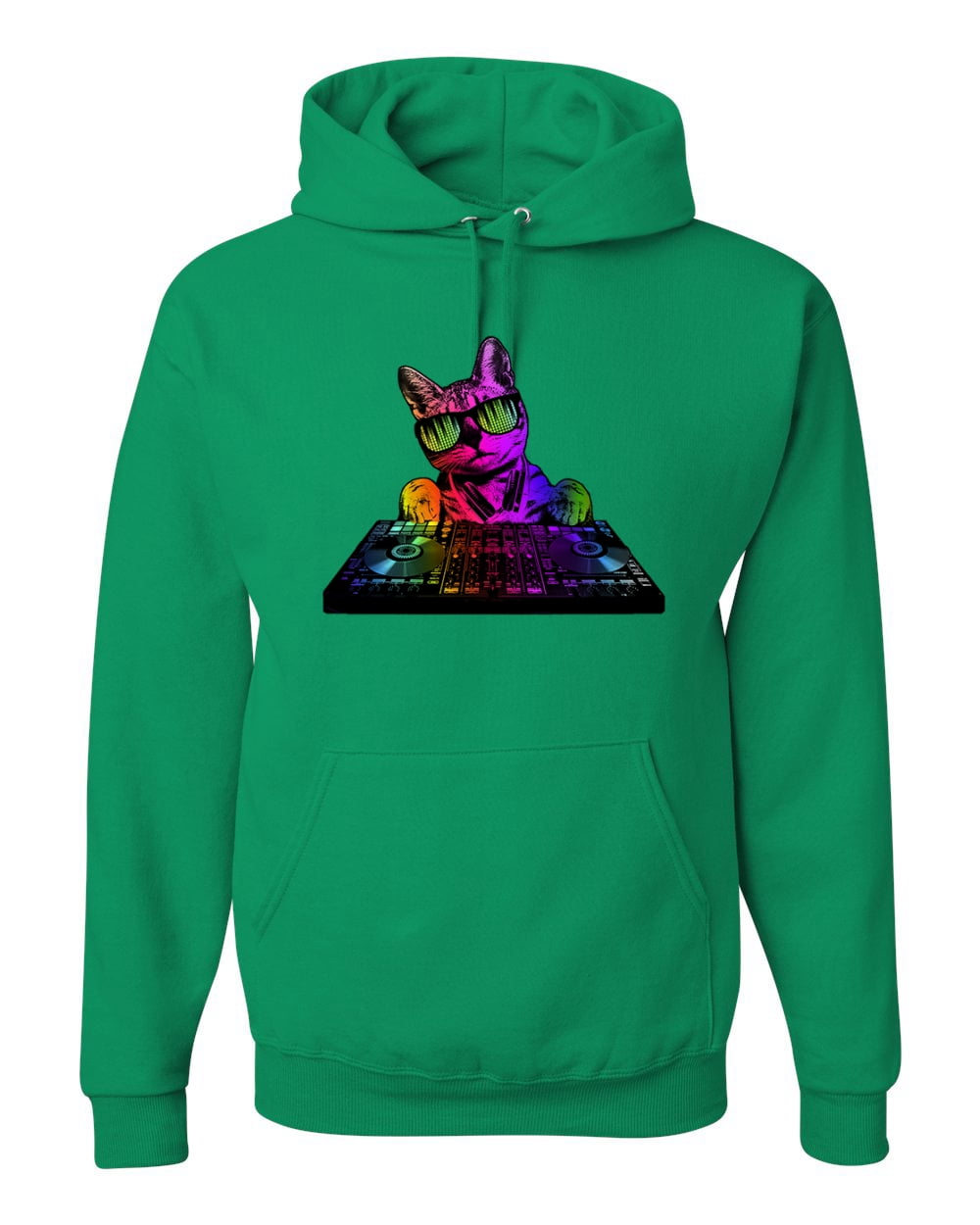 Neon Retro Rainbow DJ MC Hip Hop Cat | Mens Cat Lover Hooded Sweatshirt ...