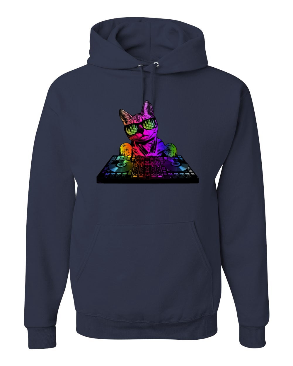 Neon Retro Rainbow DJ MC Hip Hop Cat | Mens Cat Lover Hooded Sweatshirt ...