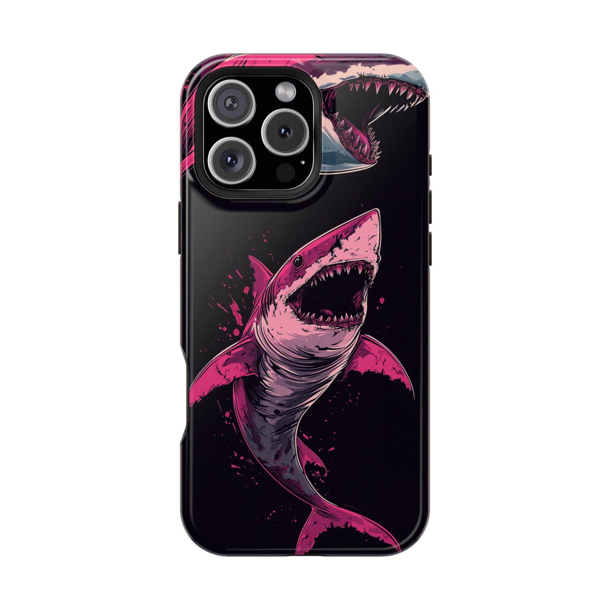 Neon Retro Shark Great White Ocean Art Phone Case for iPhone 17 16 15 ...