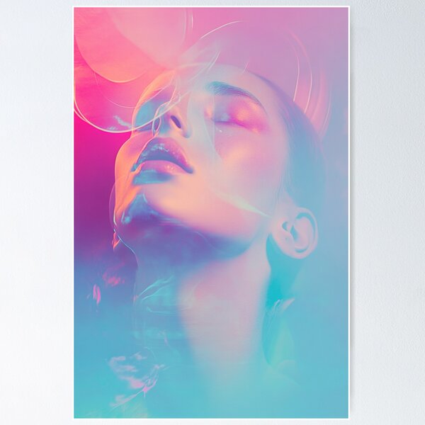 Neon Reverie Poster – Futuristic Digital Artwork In Vibrant Neon Colors ...