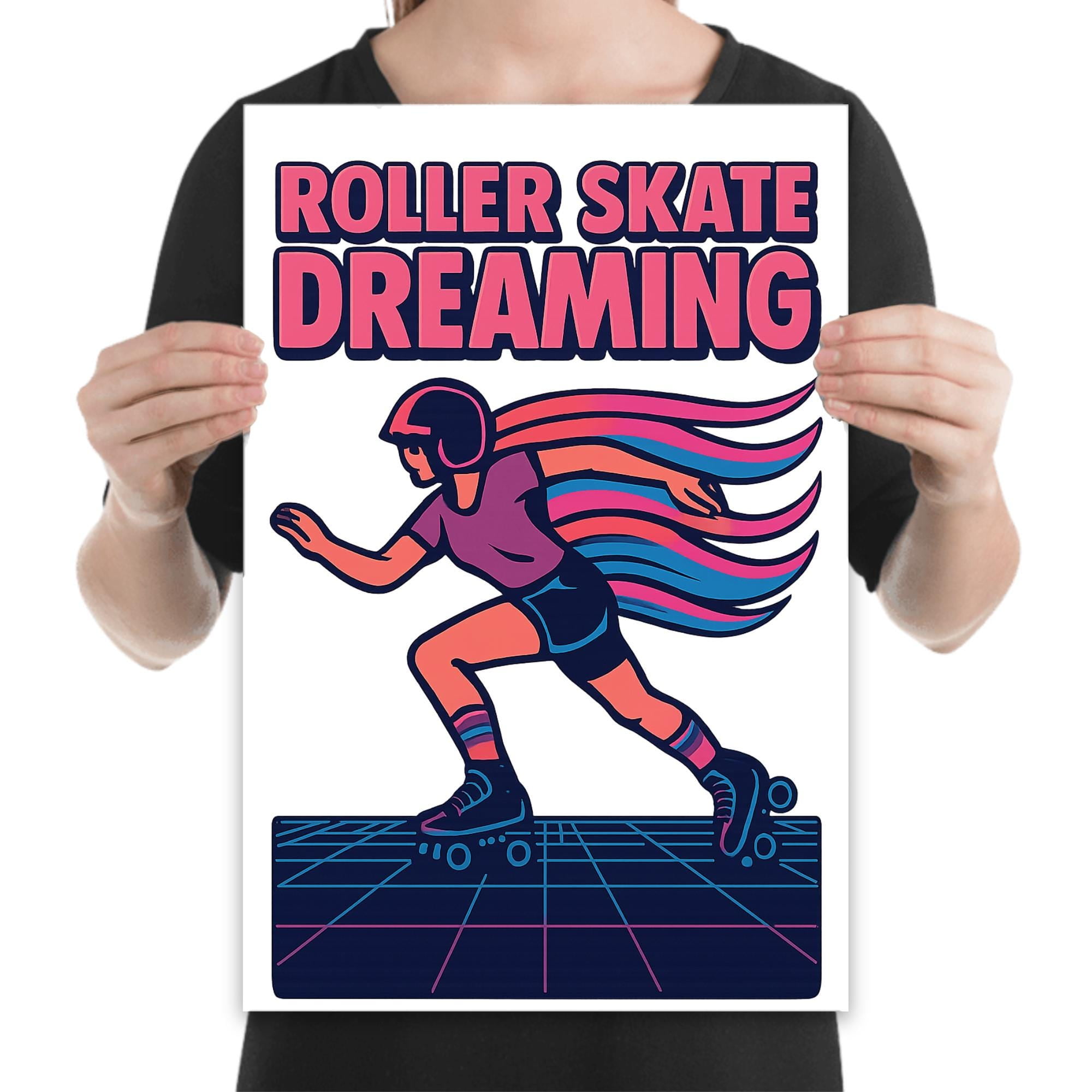Neon Roller Skate Poster - Wall Decor for Retro Room Gift - Walmart.com