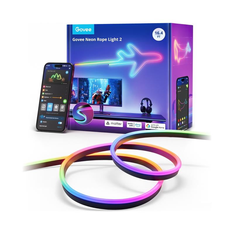 Neon Rope Light 2 (Matter Compatible) RGBIC, Flexible, App Control ...