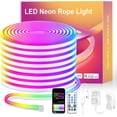 Neon Rope Lights, 10ft +IC Strip Lights with App & Remote Control, IP67 Flexible Neon String ...