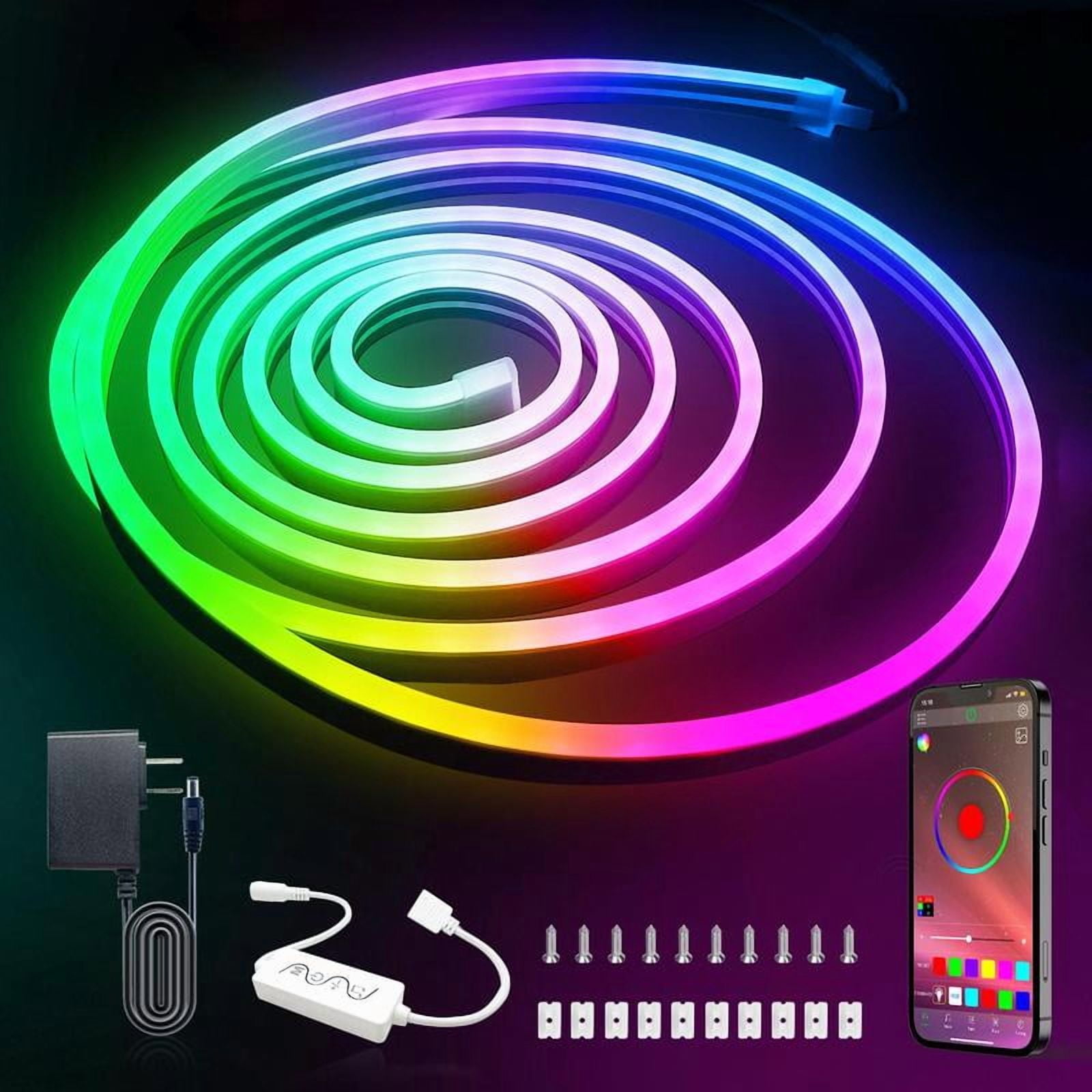 Neon Rope Lights RGB LED Strip Lights App Control Music Sync Outdoor ...