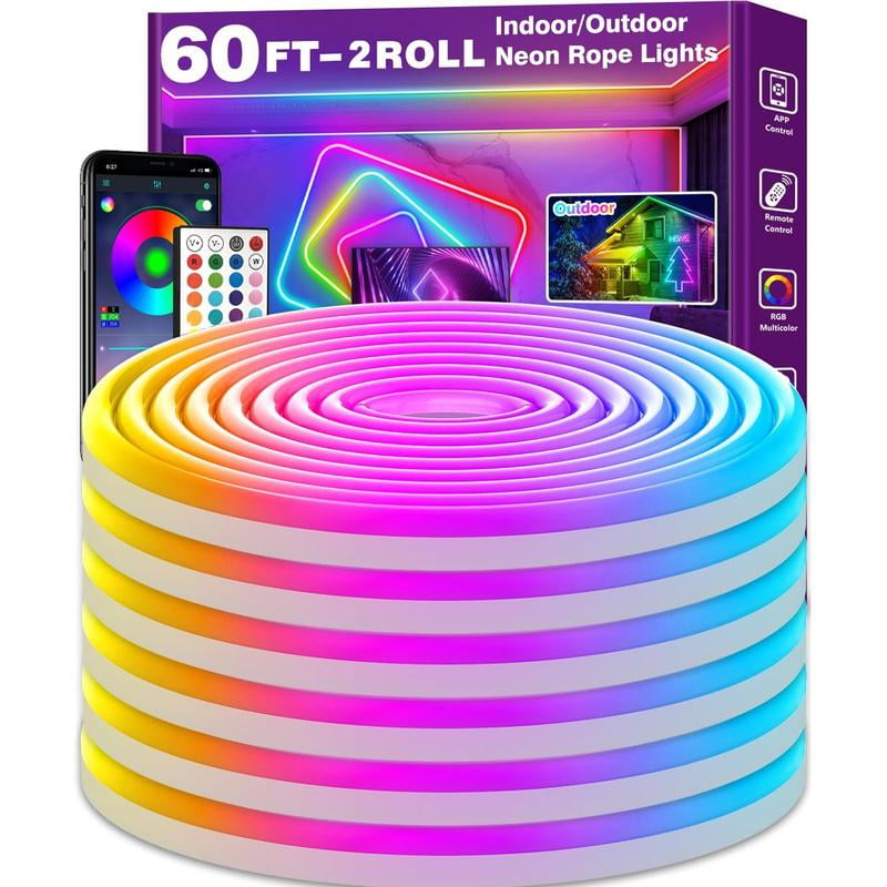 Neon Rope Lights, Smart Flexible Led Rope Lights Control with App ...