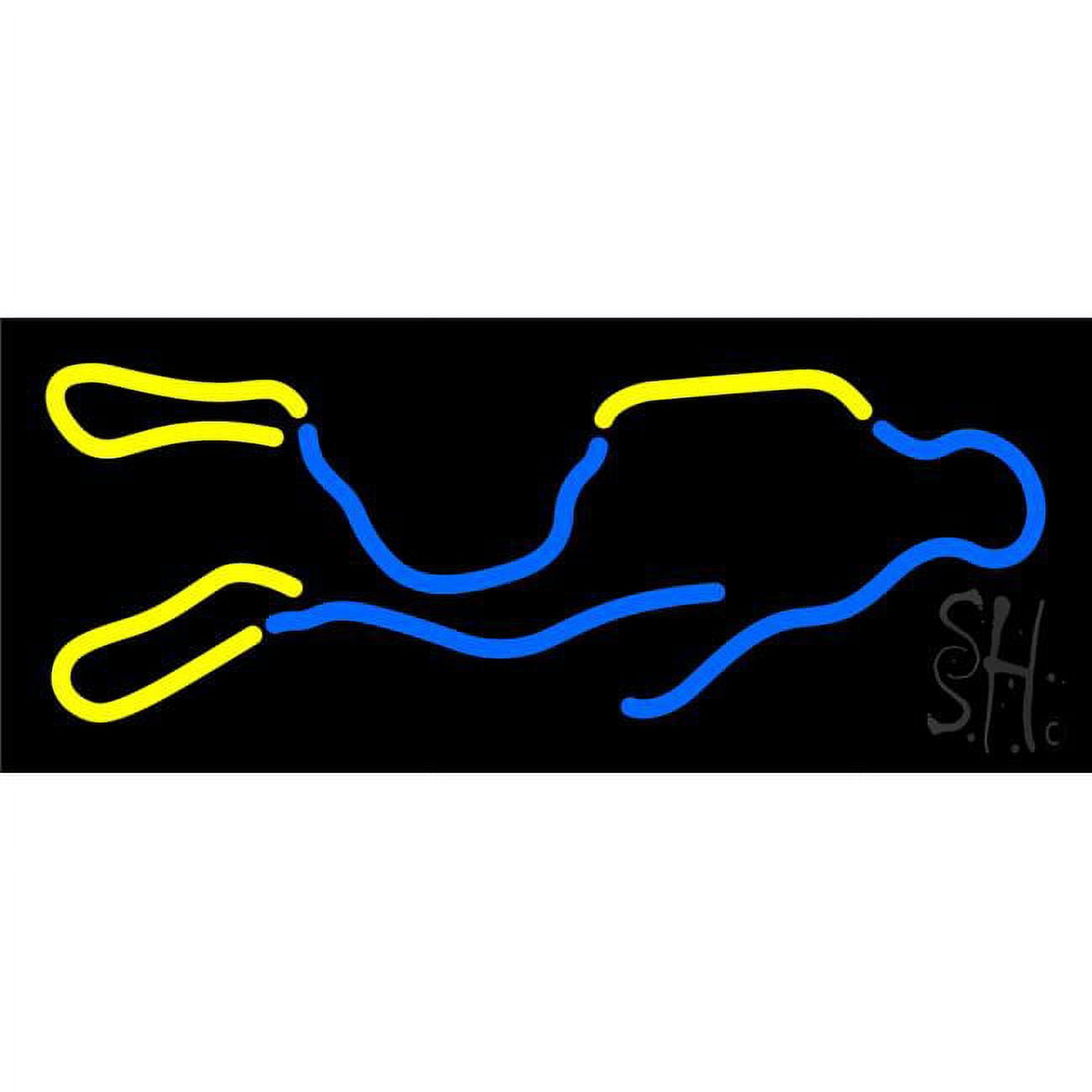 Neon Scuba Diver Clear Backing Neon Sign - Yellow & Blue - 10 in. Tall ...