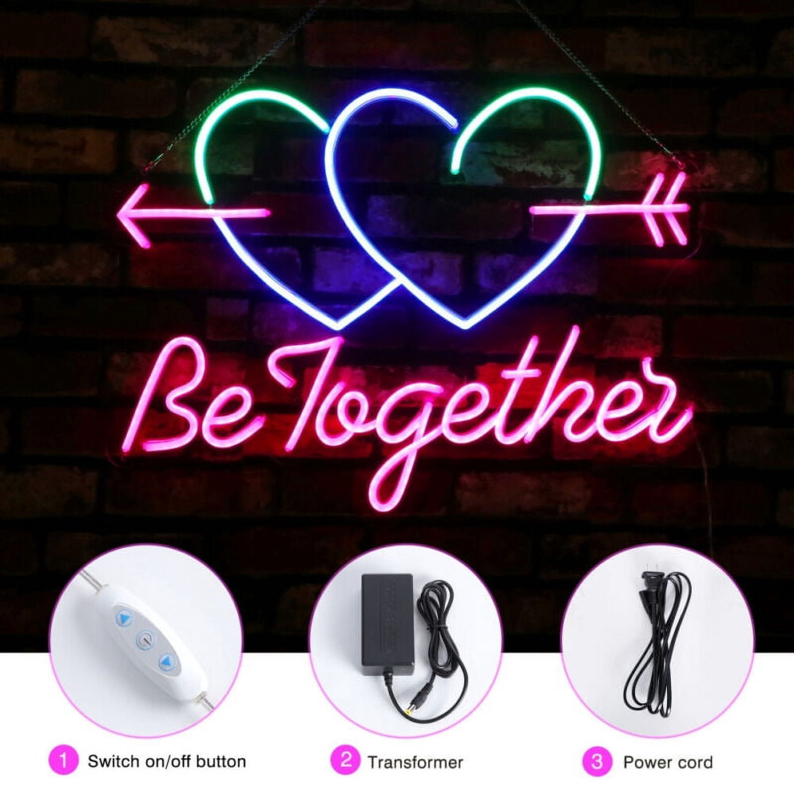 Neon Sign Be Together Neon Lights Signs 21.7" x 15.8" for LED Party ...