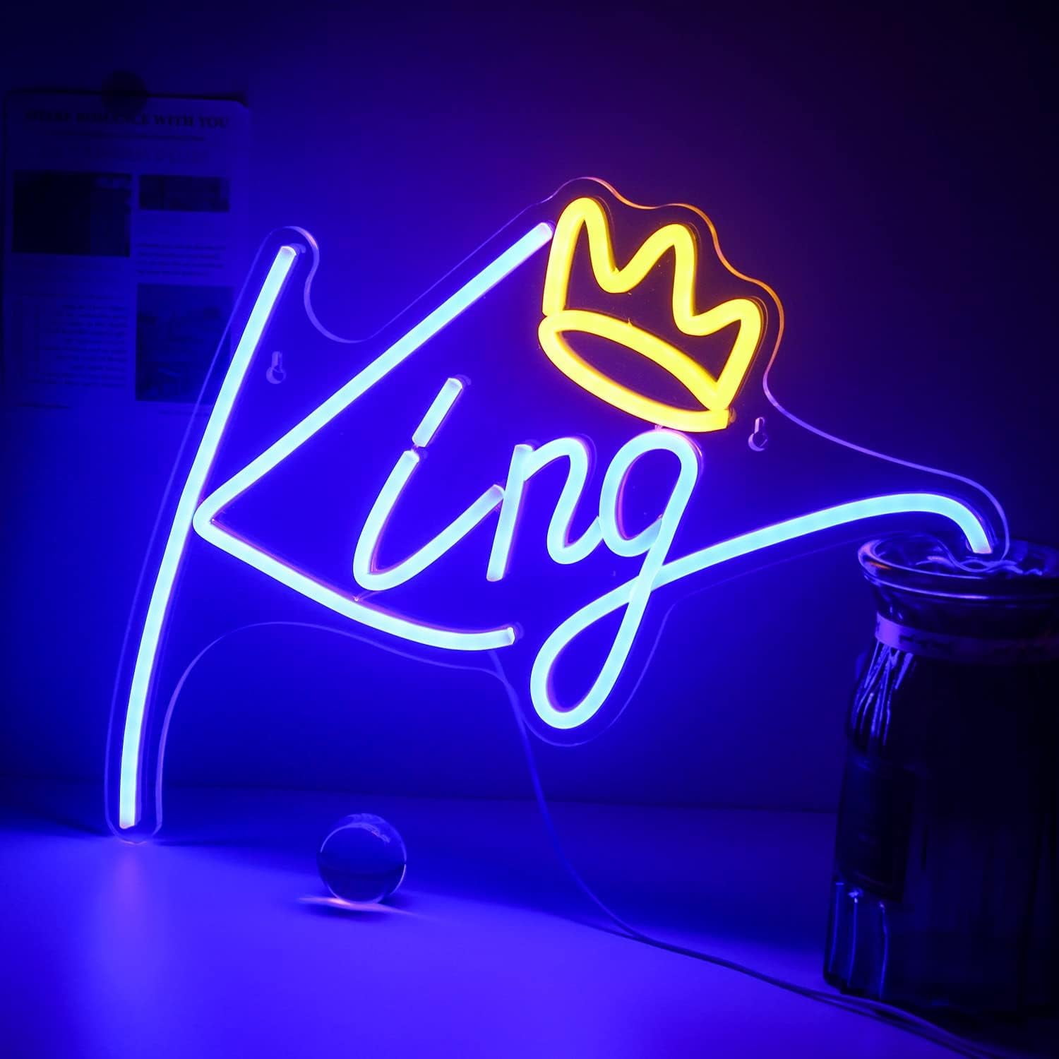 Neon Sign Blue Letters Neon Light Crown Neon Signs Wall Decorative ...