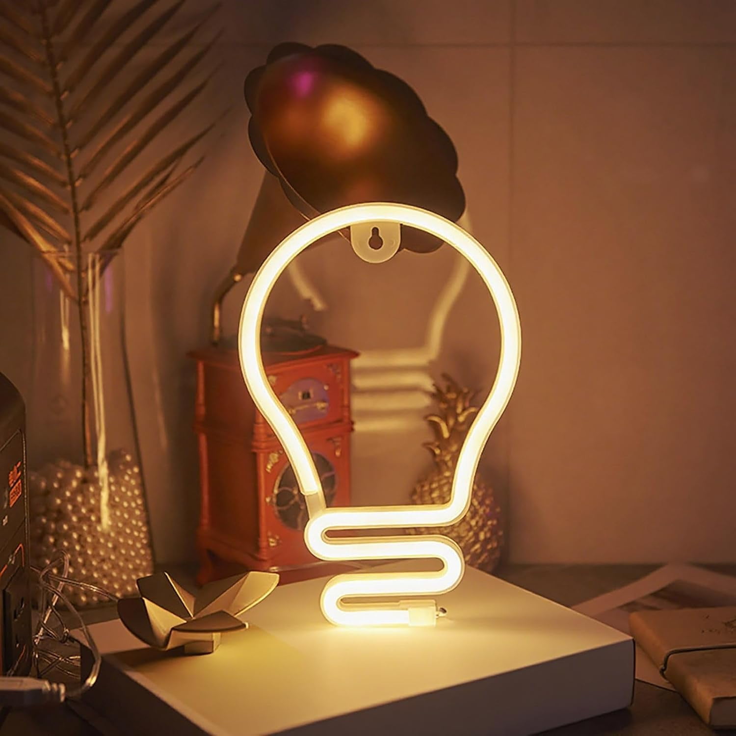 Neon Sign, Bulb Neon Sign LED Neon Light Night Lamp USB Battery Powered ...